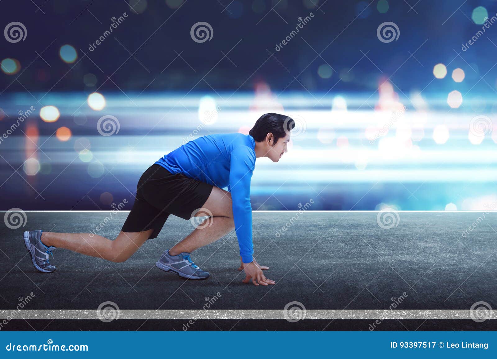 Handsome Asian Man Runner with Ready Position for Running Stock Image ...