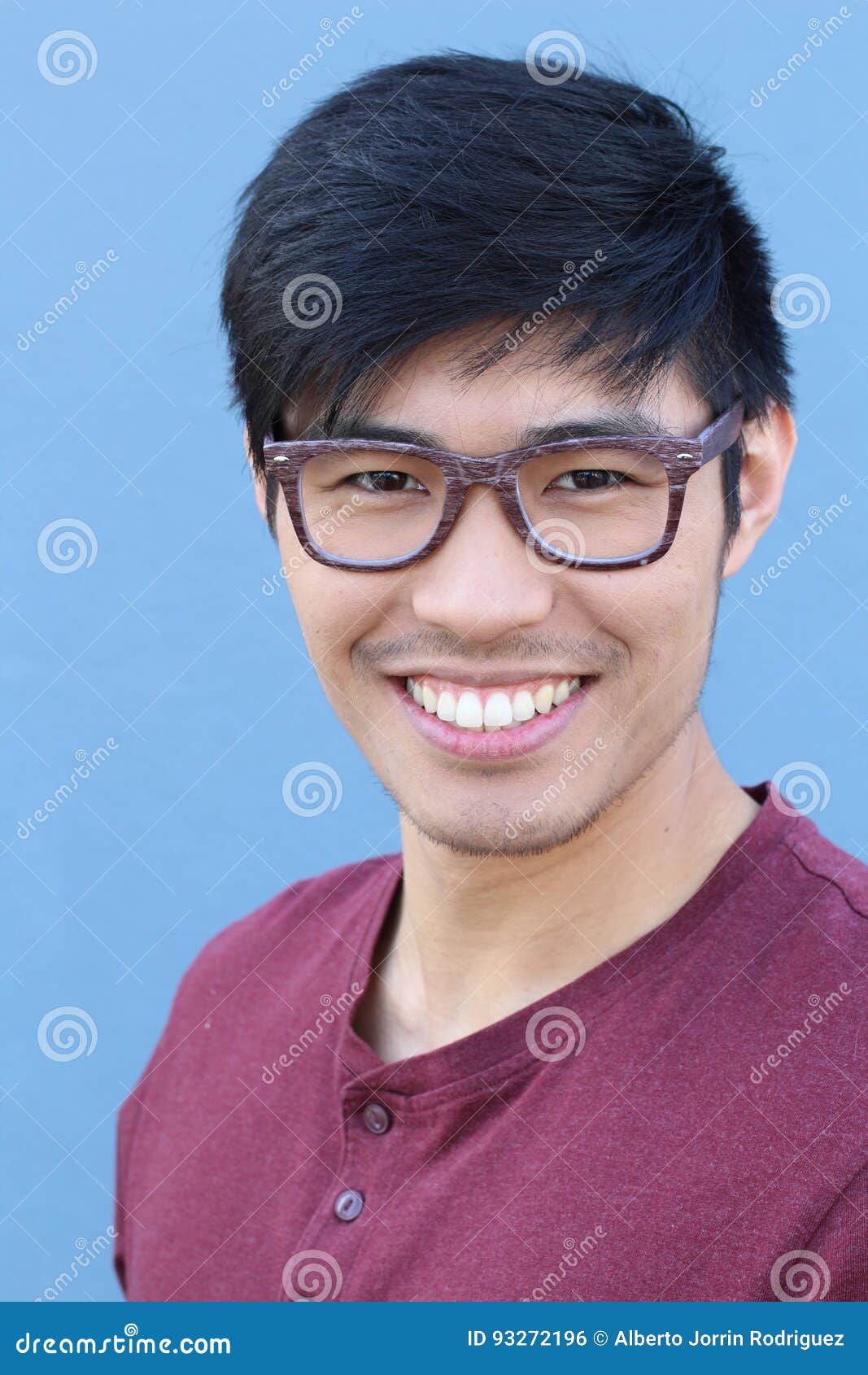 Handsome Asian Man Wearing Glasses Stock Photo - Image of eyesight ...