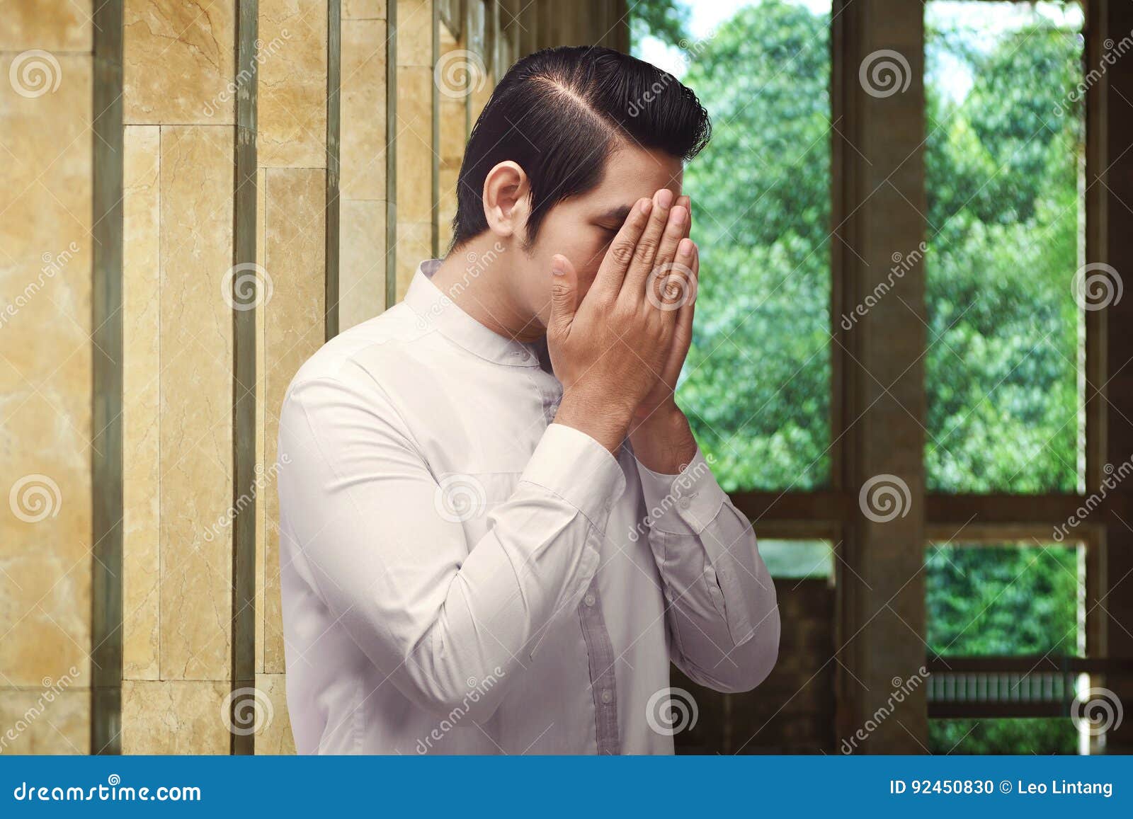 Handsome Asian Muslim Man Standing and Praying Stock Photo - Image of ...