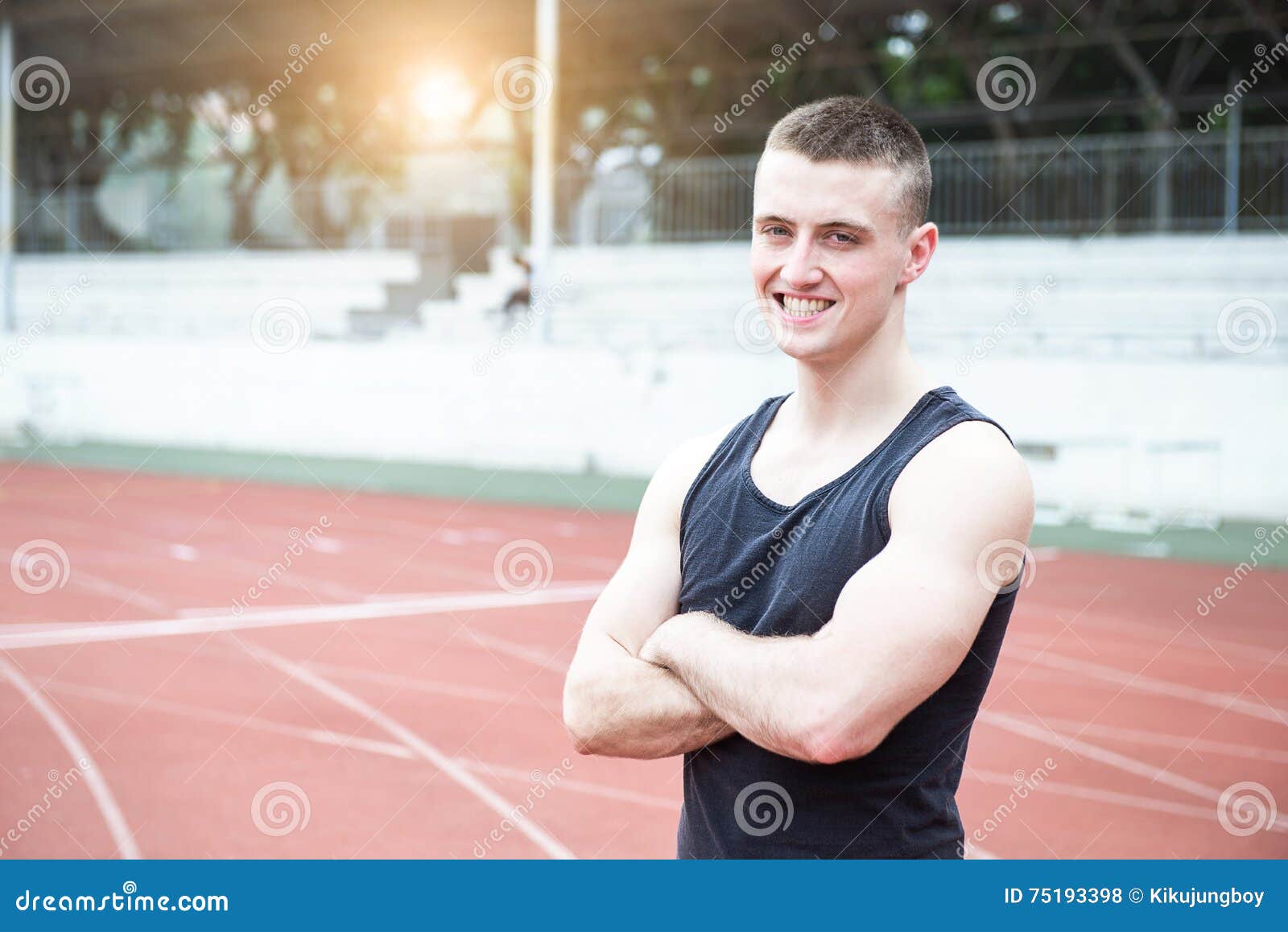 Handsome Athlete Man at Running Track Stock Photo - Image of handsome ...