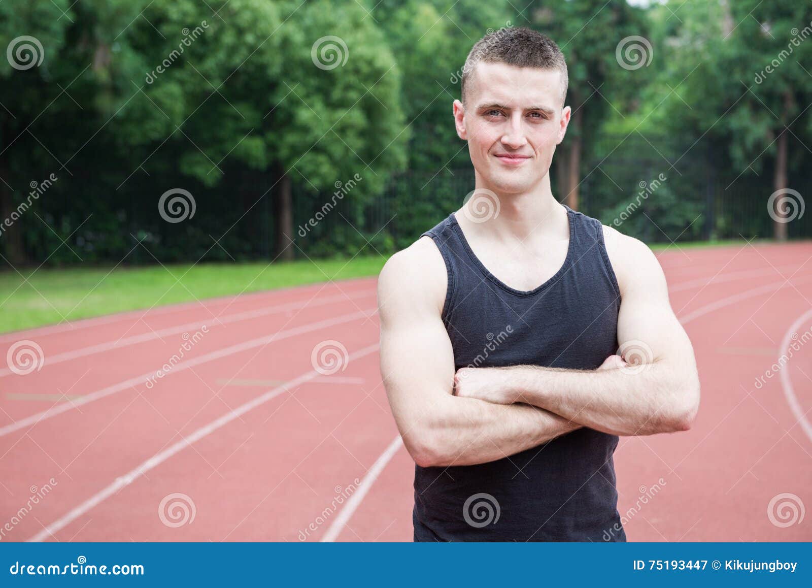 Handsome Athlete Man at Running Track Stock Image - Image of caucasian ...