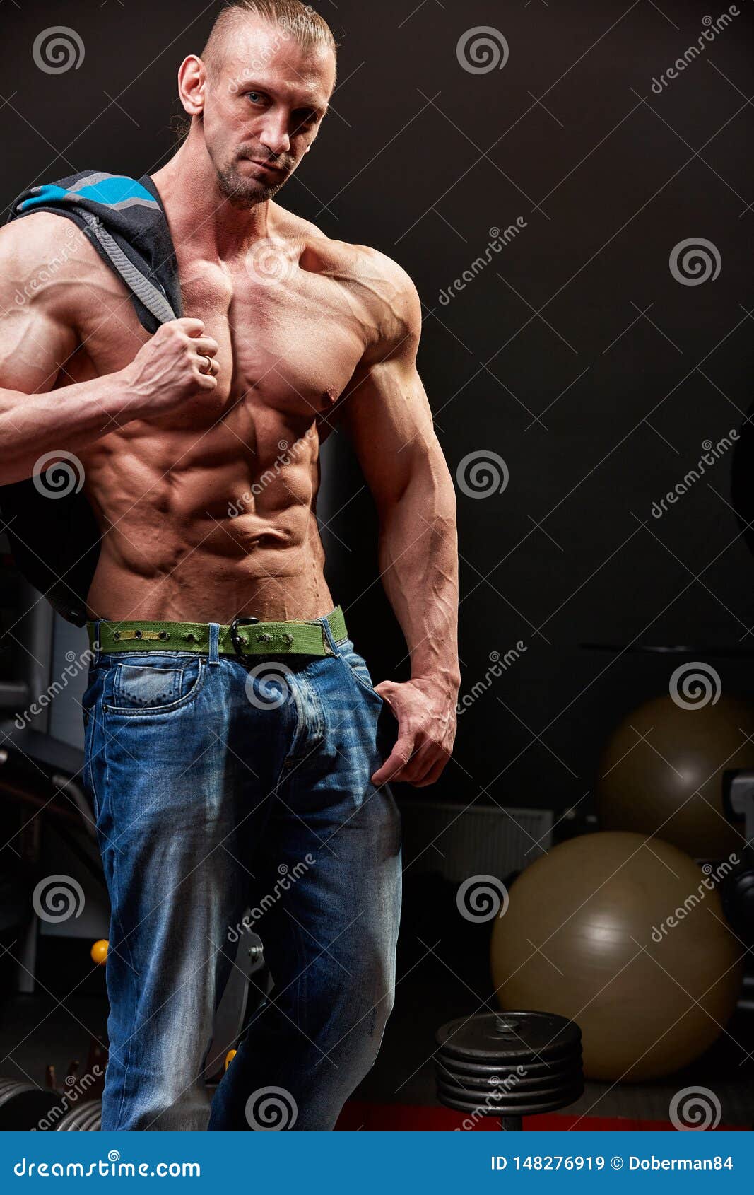 Handsome Athlete with Perfect Torso Posing on Camera Stock Image ...