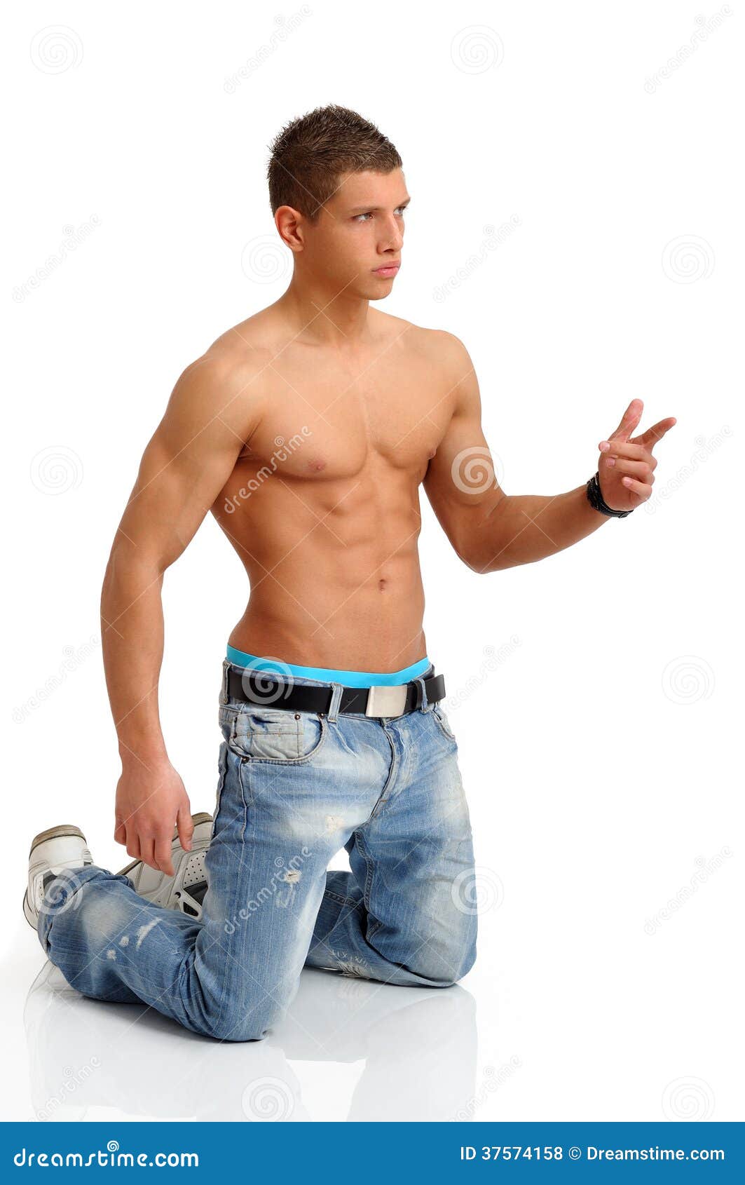 Handsome Athletic Man Kneeling Royalty Free Stock Photos - Image: 37574158