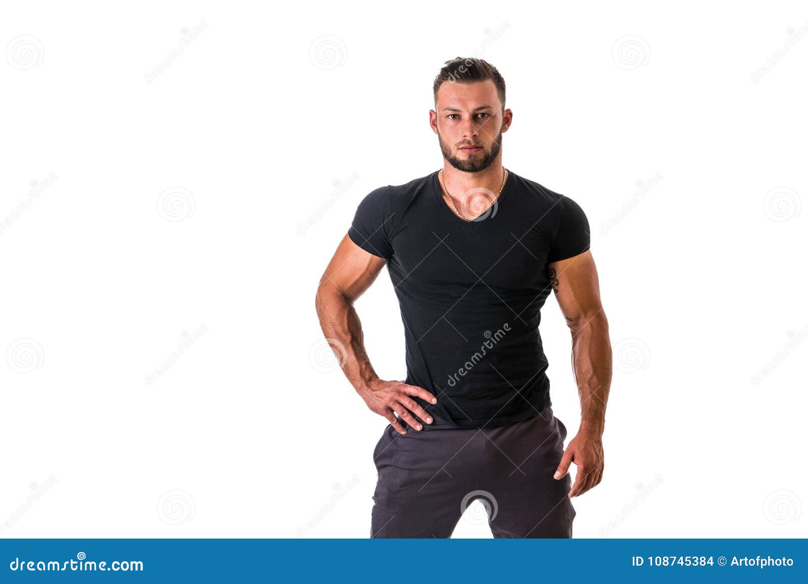 Handsome Athletic Man Standing, Isolated Stock Photo - Image of ...