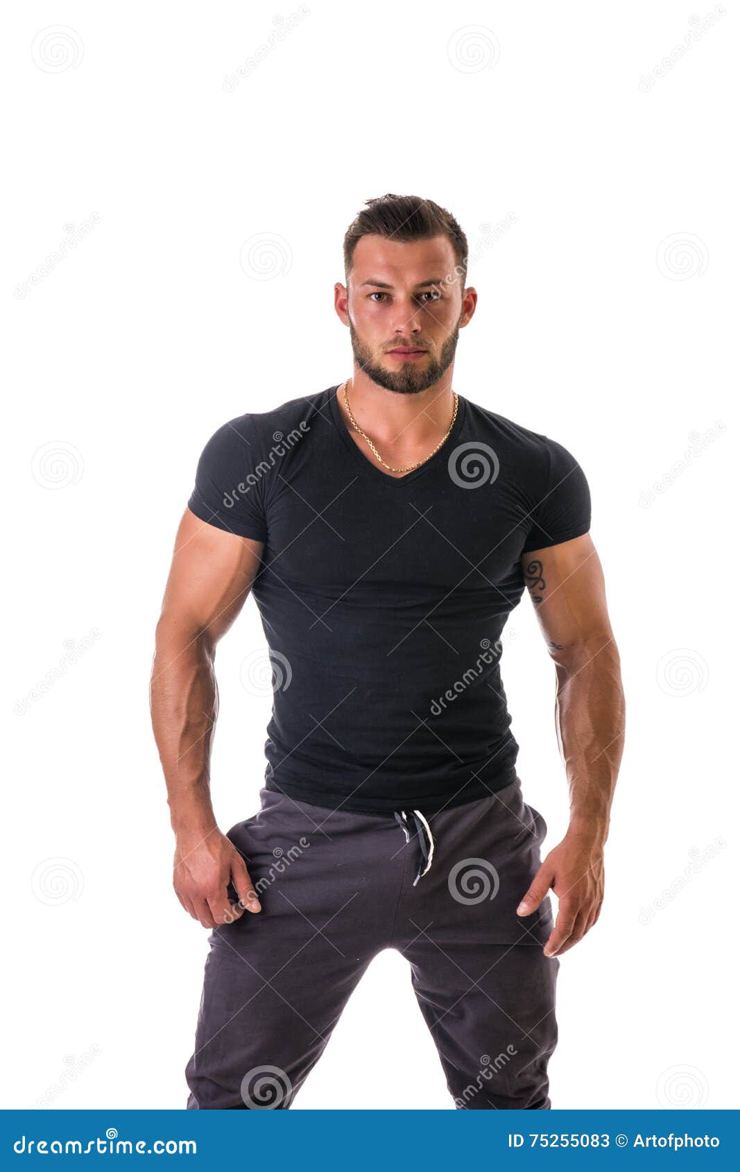 Handsome Athletic Man Standing, Isolated Stock Image - Image of ...