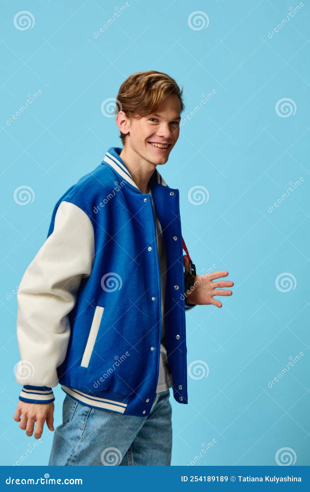 Handsome Attractive Cute Guy Student in a Trendy Blue Jacket ...