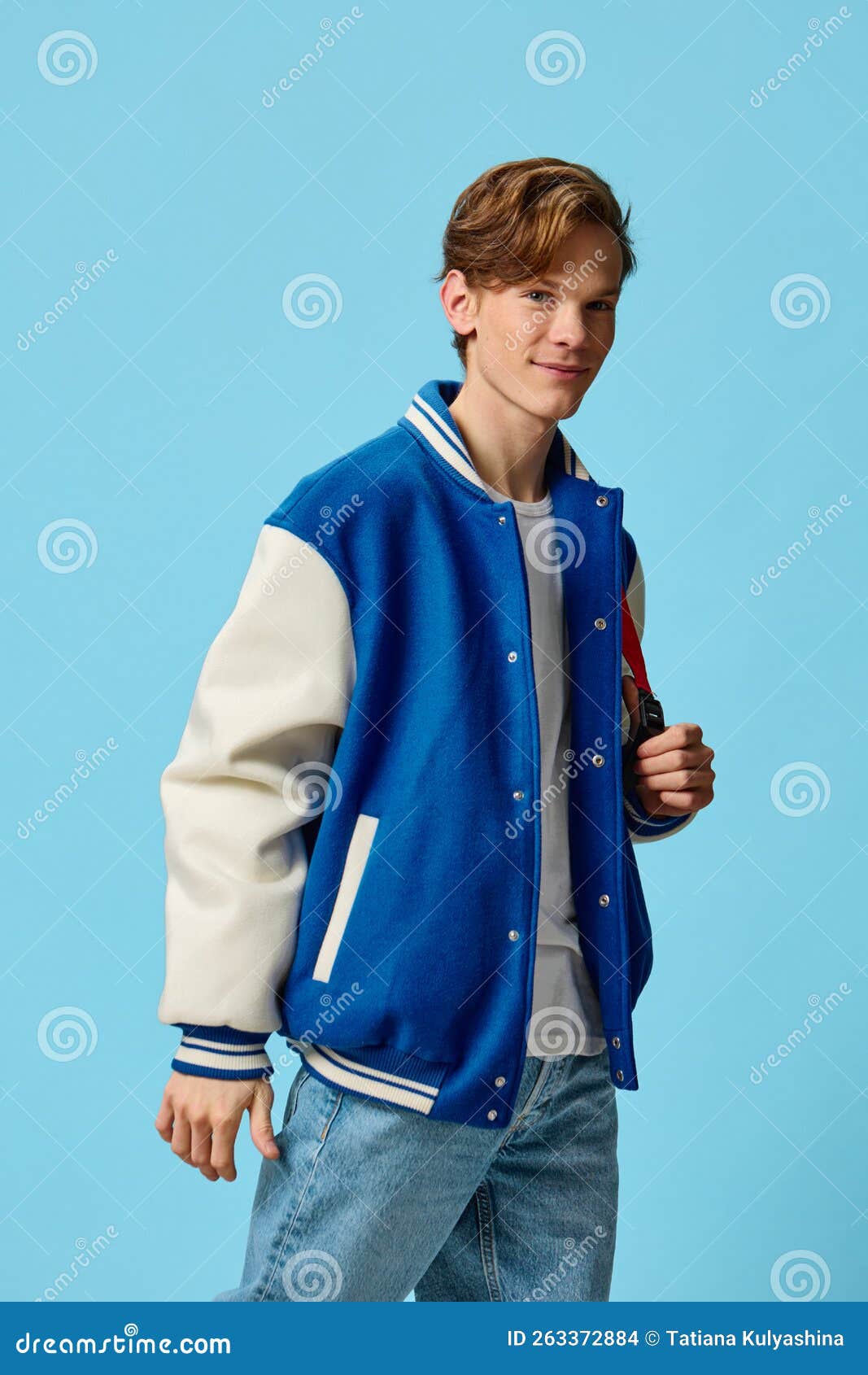 Handsome Attractive Cute Guy Student in a Trendy Blue Jacket ...