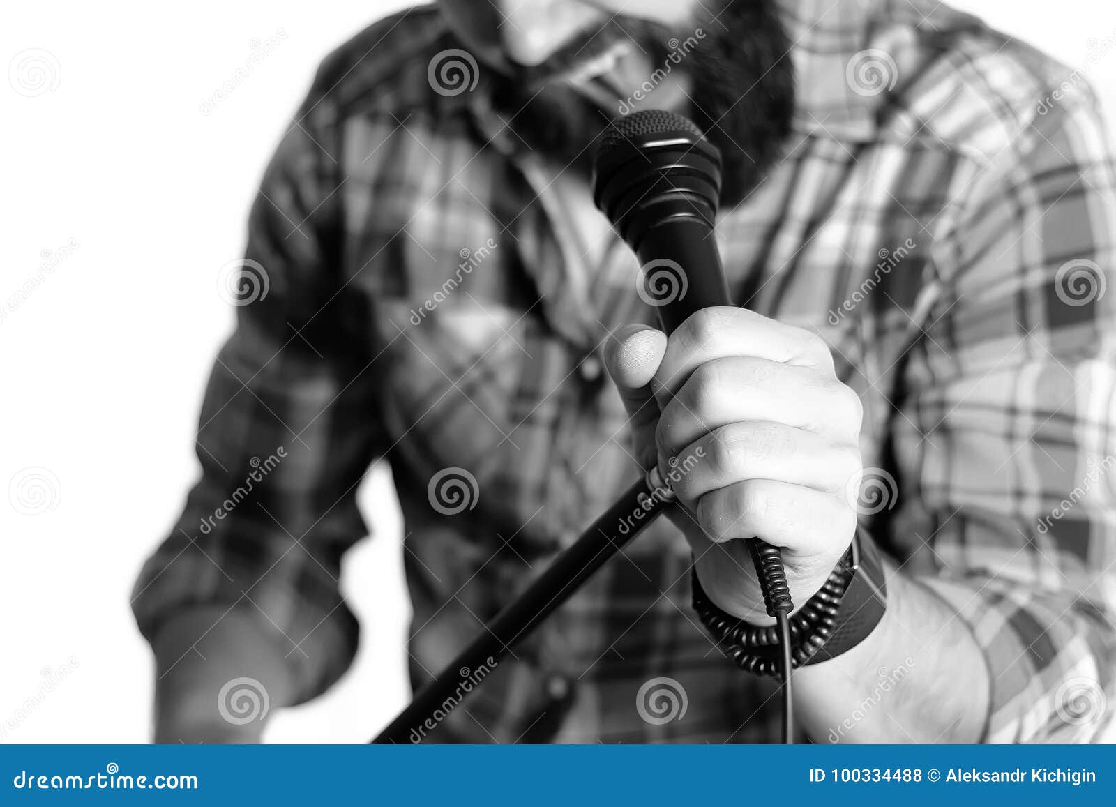 Microphone Isolated Man Hand Stock Photo - Image of hand, musician ...