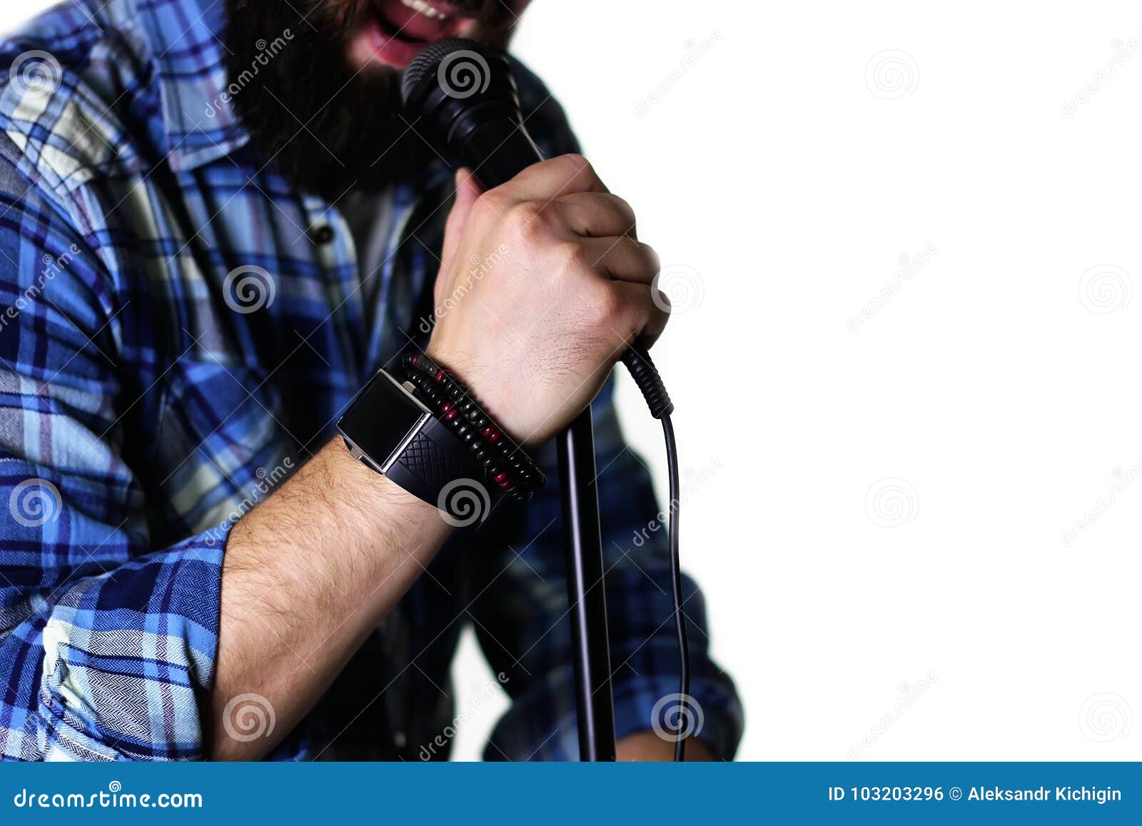 Microphone on Stage Hand Hold Stock Photo - Image of public, performer ...