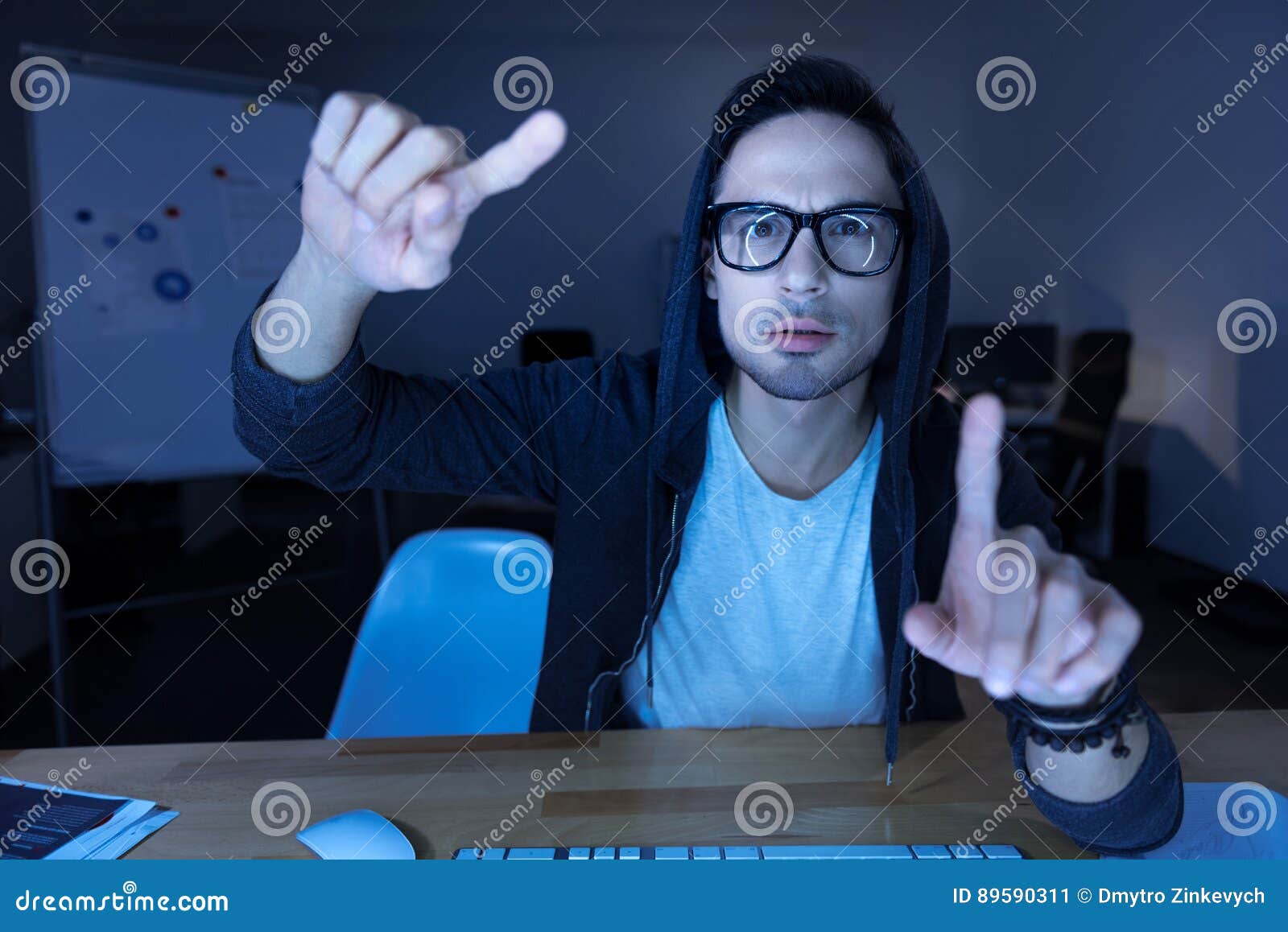 Handsome Attractive Man Working with Innovative Technology Stock Image ...