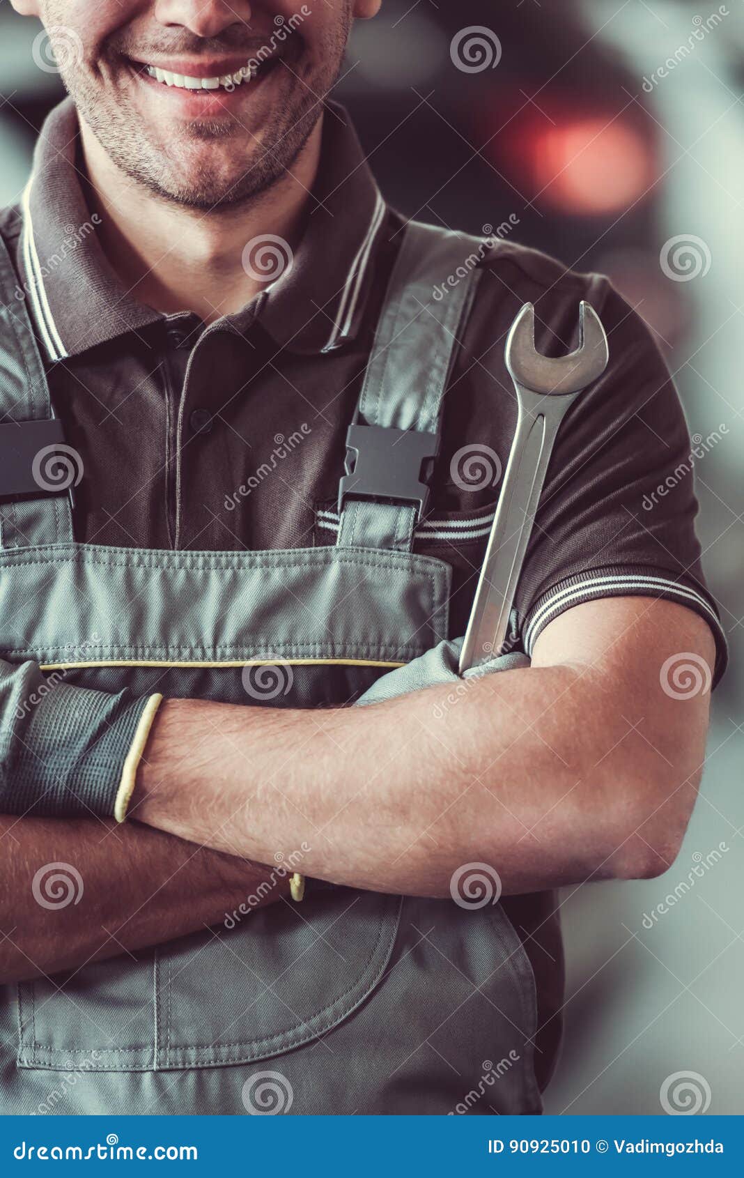Handsome Auto Service Worker Stock Photo - Image of service, smile ...