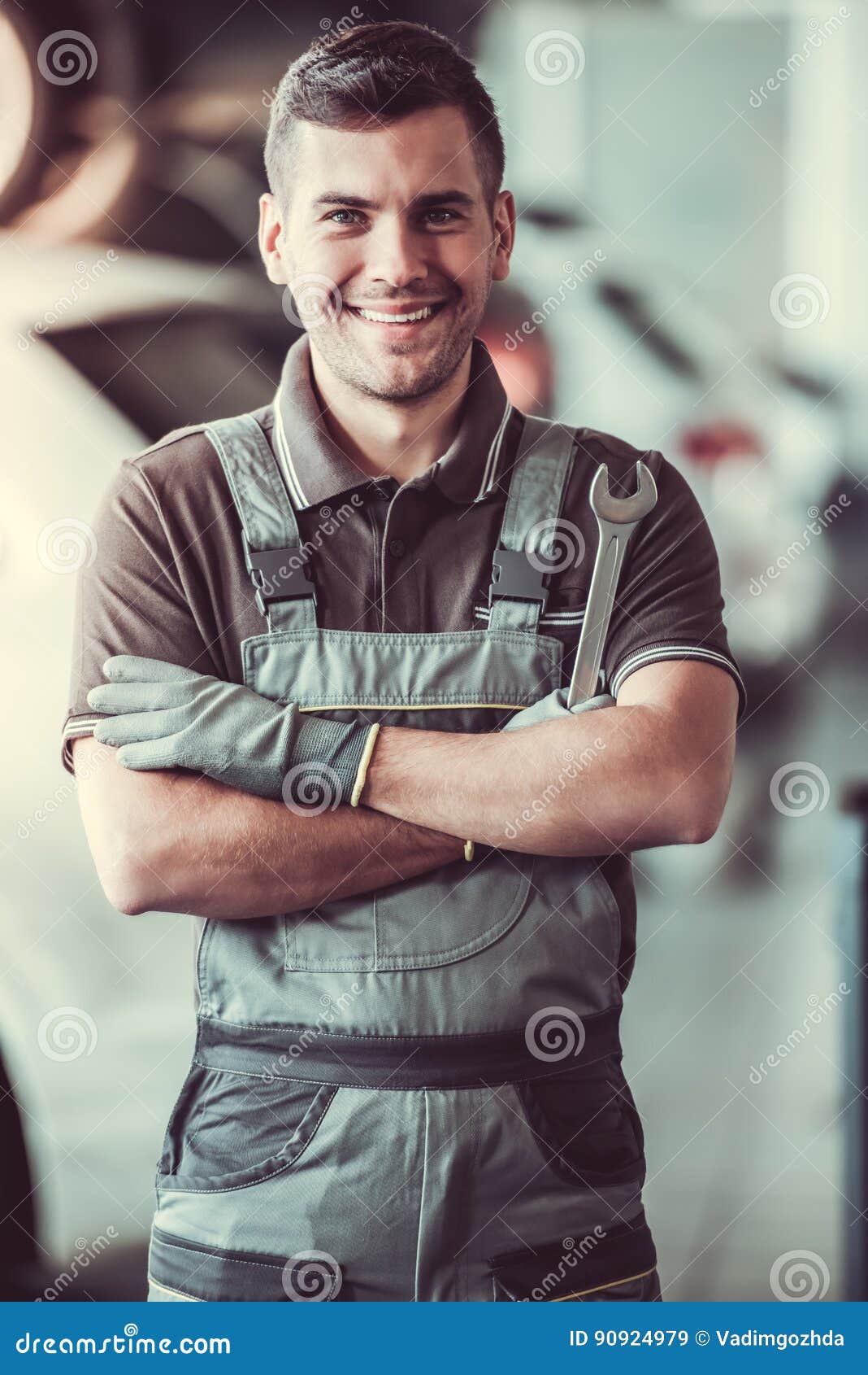 Handsome Auto Service Worker Stock Image - Image of smile, automotive ...
