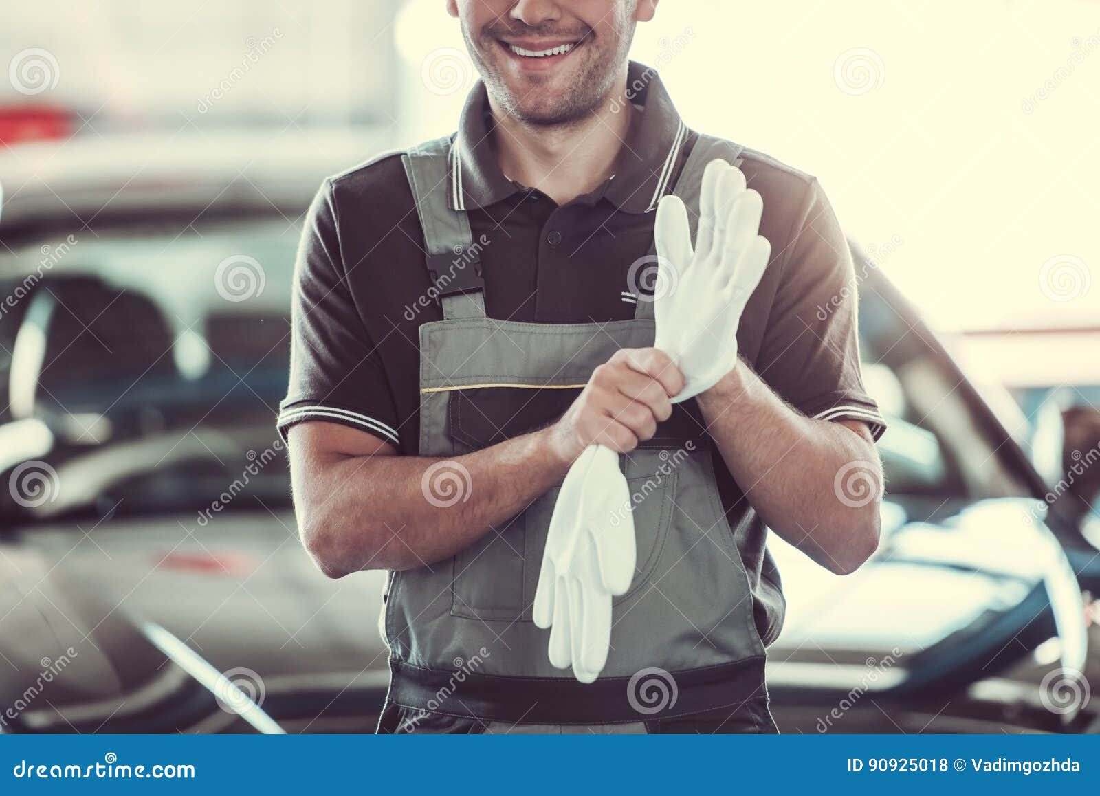 Handsome Auto Service Worker Stock Photo - Image of safety, handsome ...
