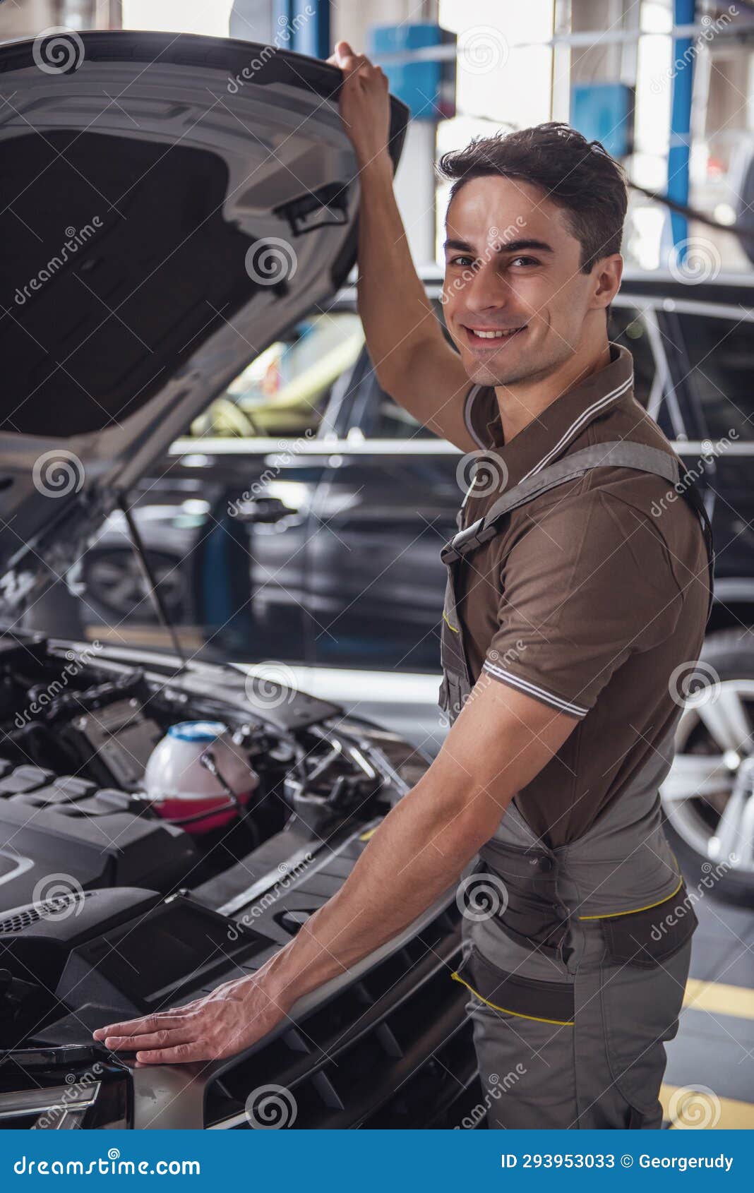 Handsome Auto Service Worker Stock Image - Image of professional, motor ...