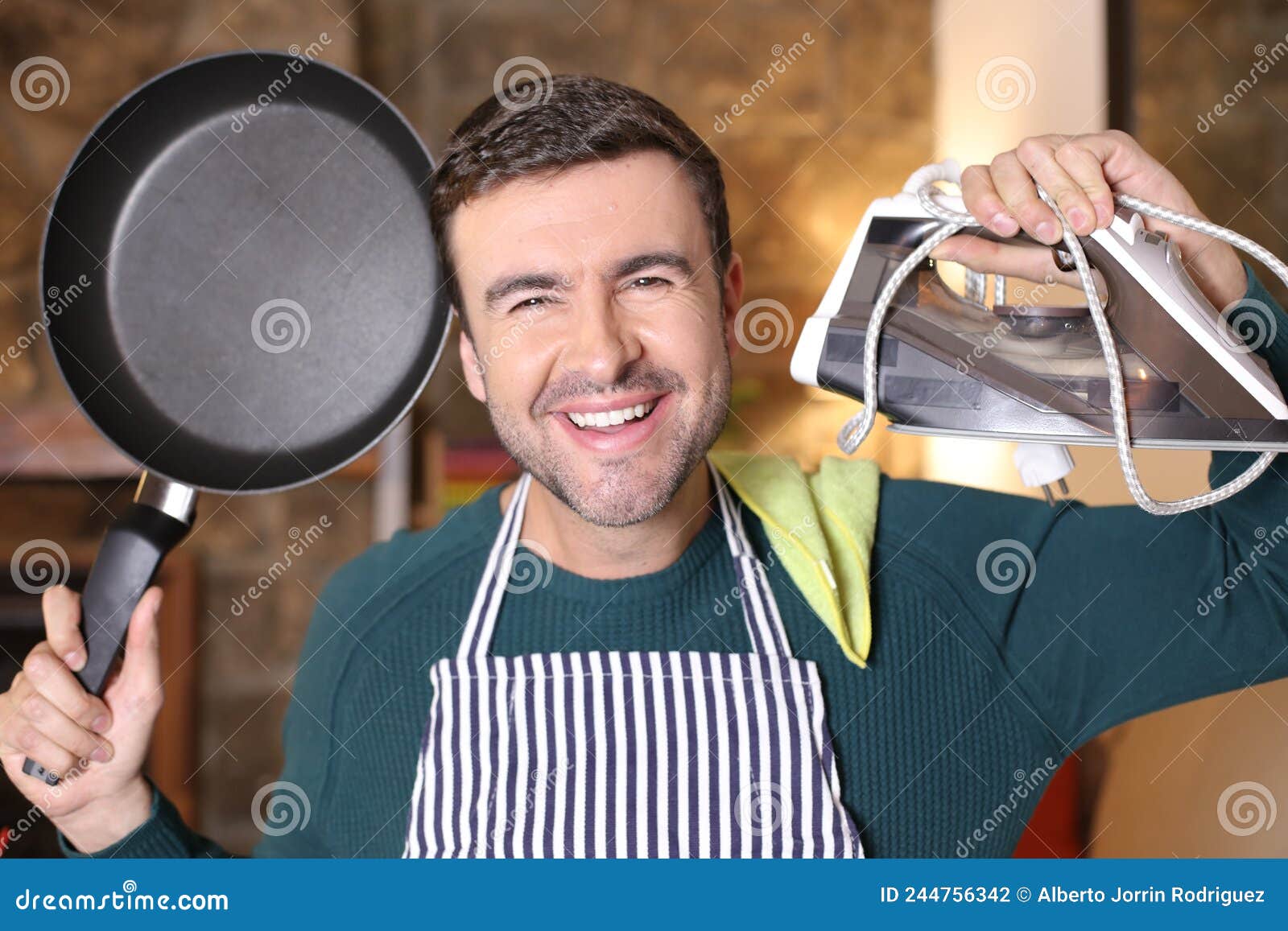 Handsome Bachelor Doing Some Housekeeping Work Stock Photo - Image of ...