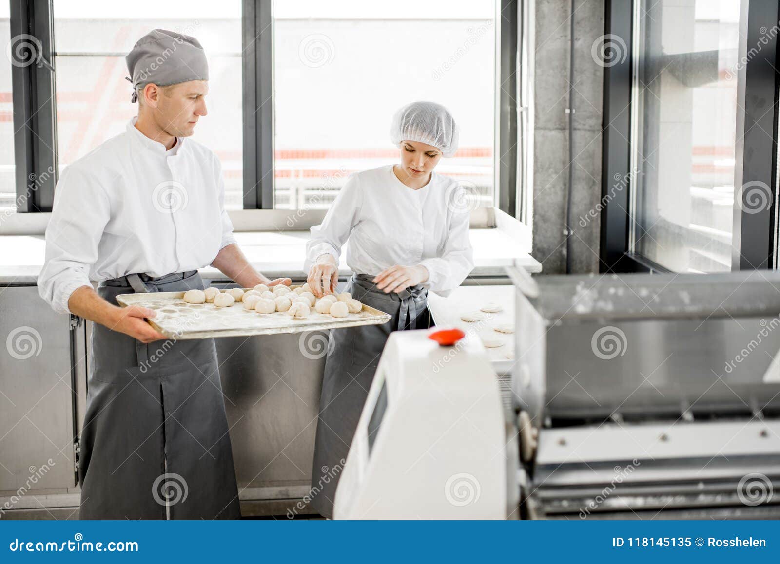 Bakers Rolling Dough at the Manufacturing Stock Image - Image of pastry ...