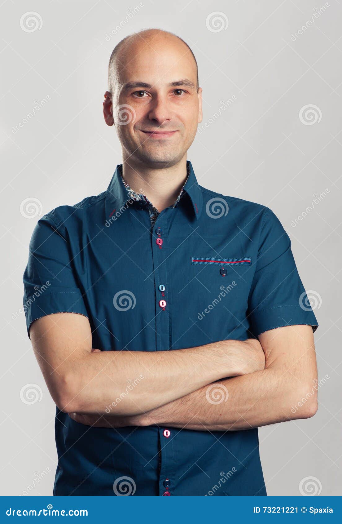 Handsome bald man smiling stock image. Image of looking - 73221221
