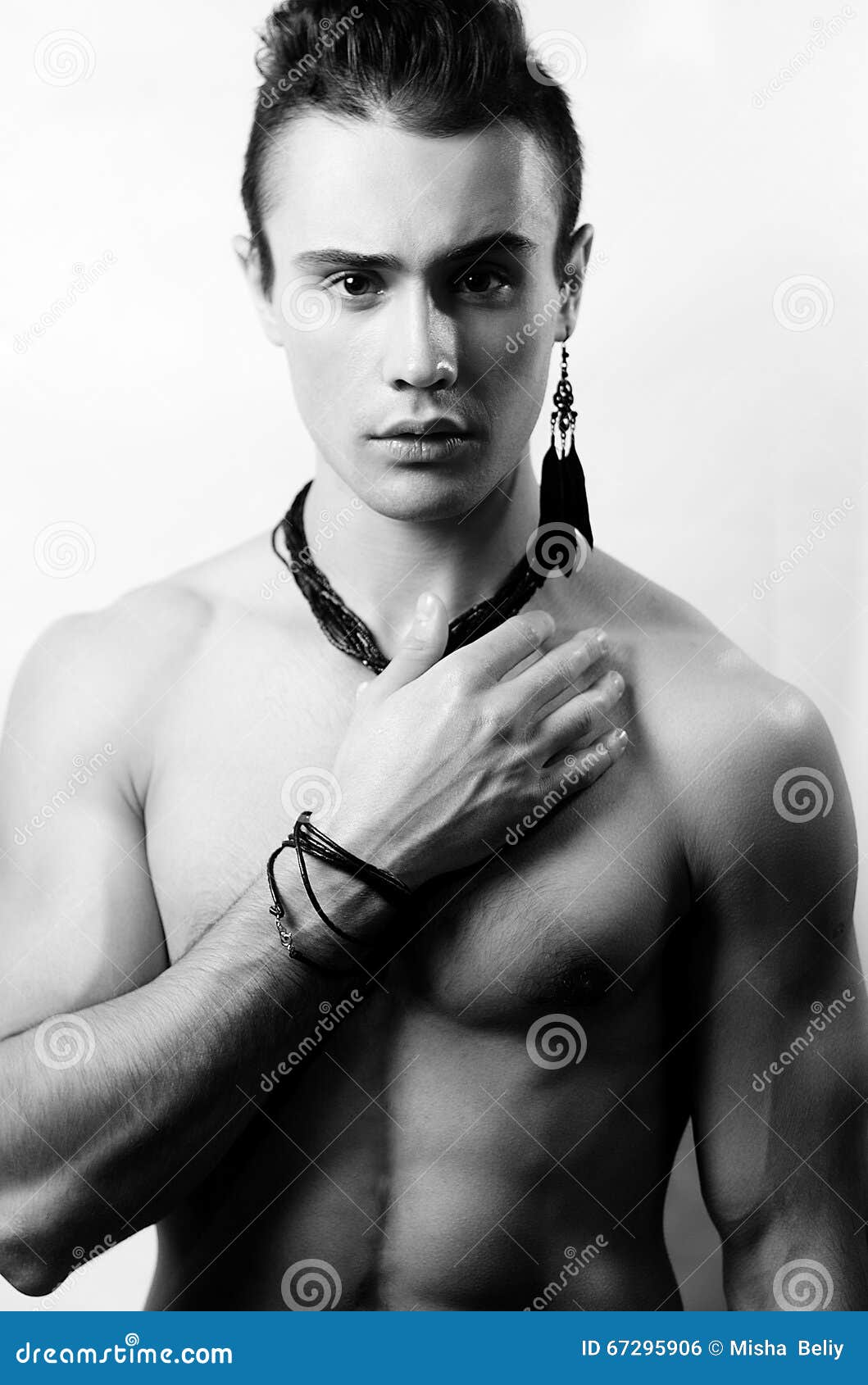 Handsome Bare.chested Young Man Stock Photo - Image of adult, macho ...