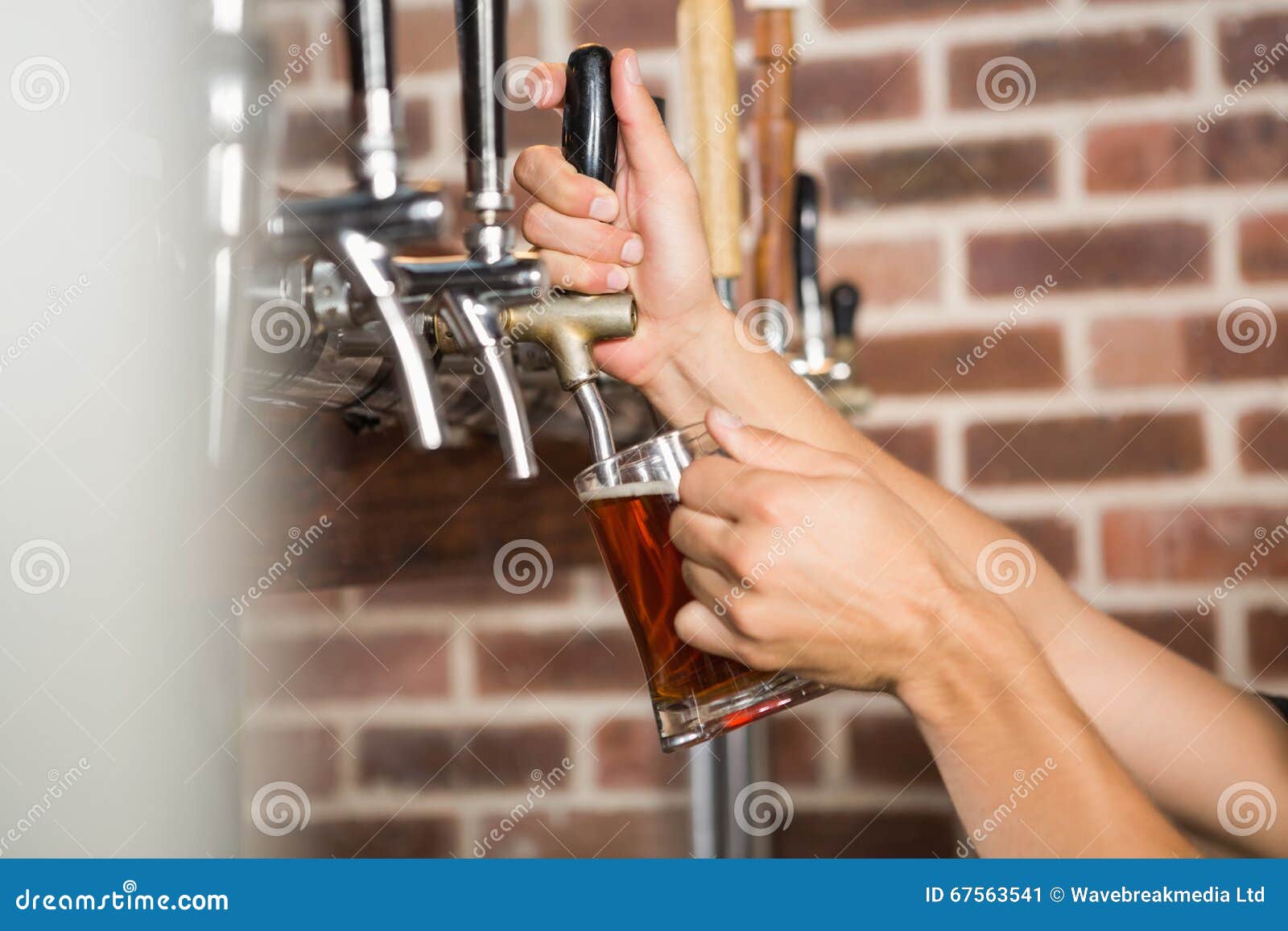 Handsome Barman Pouring a Pint of Beer Stock Image - Image of pulling ...