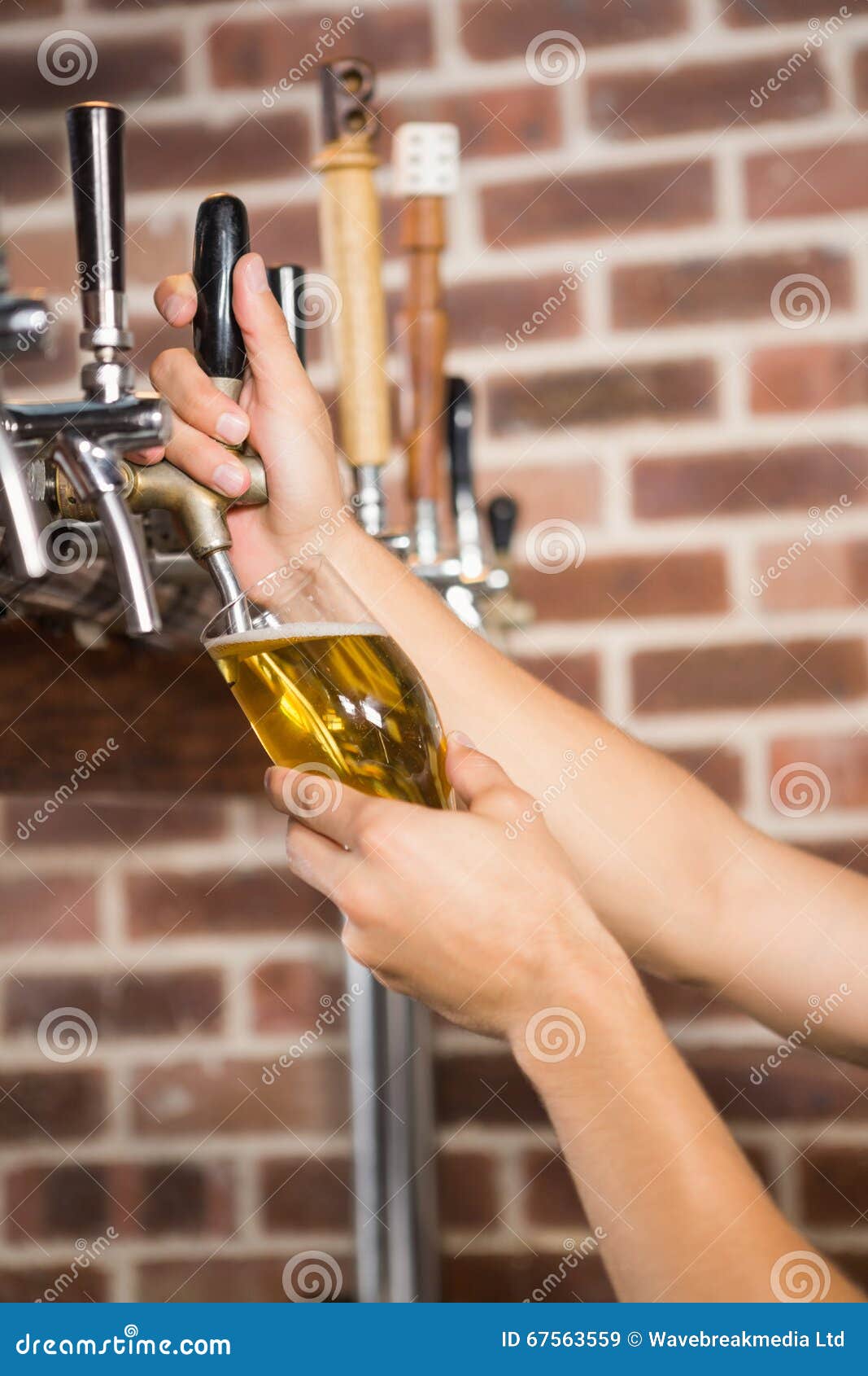 Handsome Barman Pouring a Pint of Beer Stock Image - Image of male ...