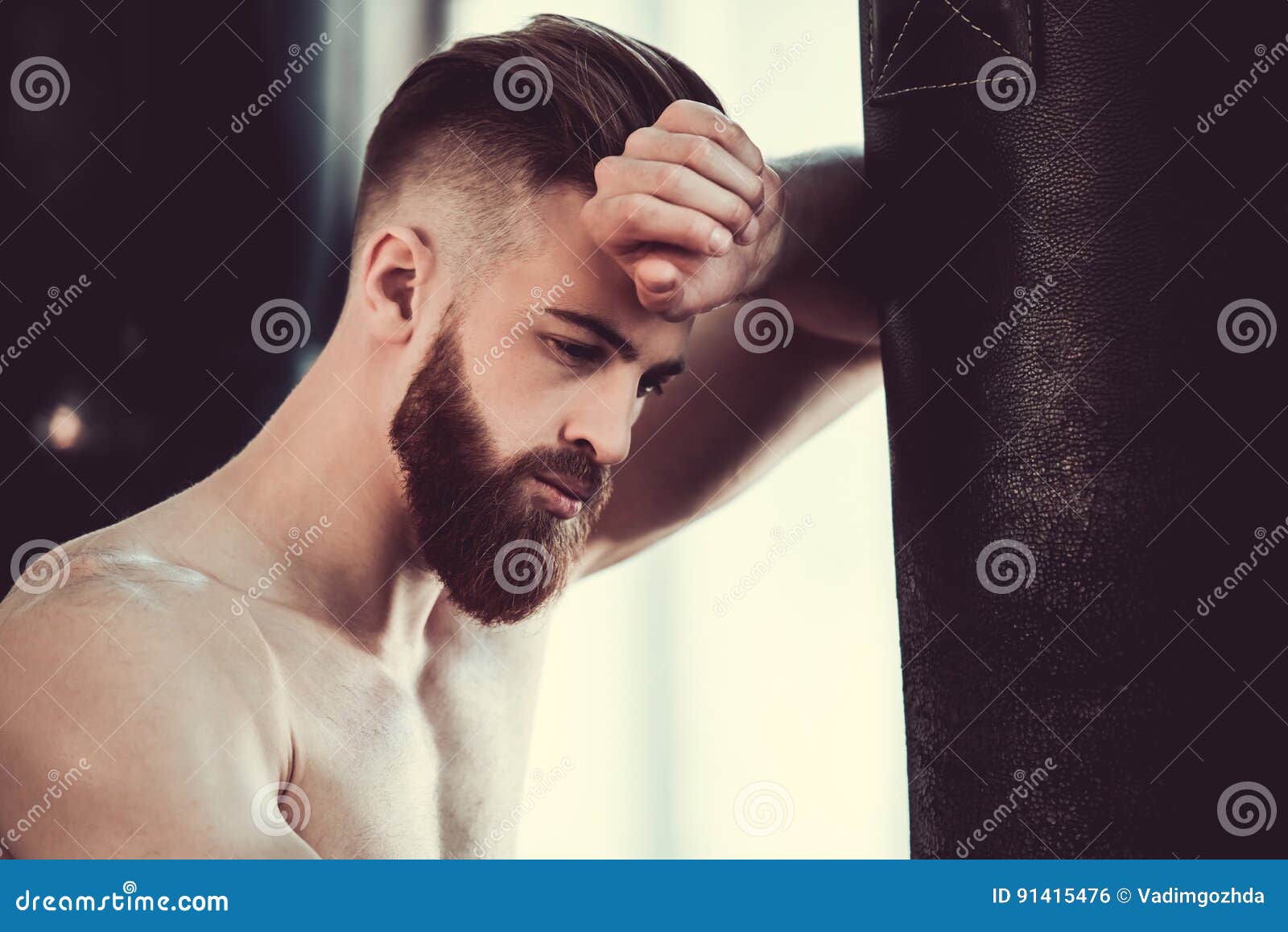 Handsome bearded boxer stock photo. Image of muscles - 91415476