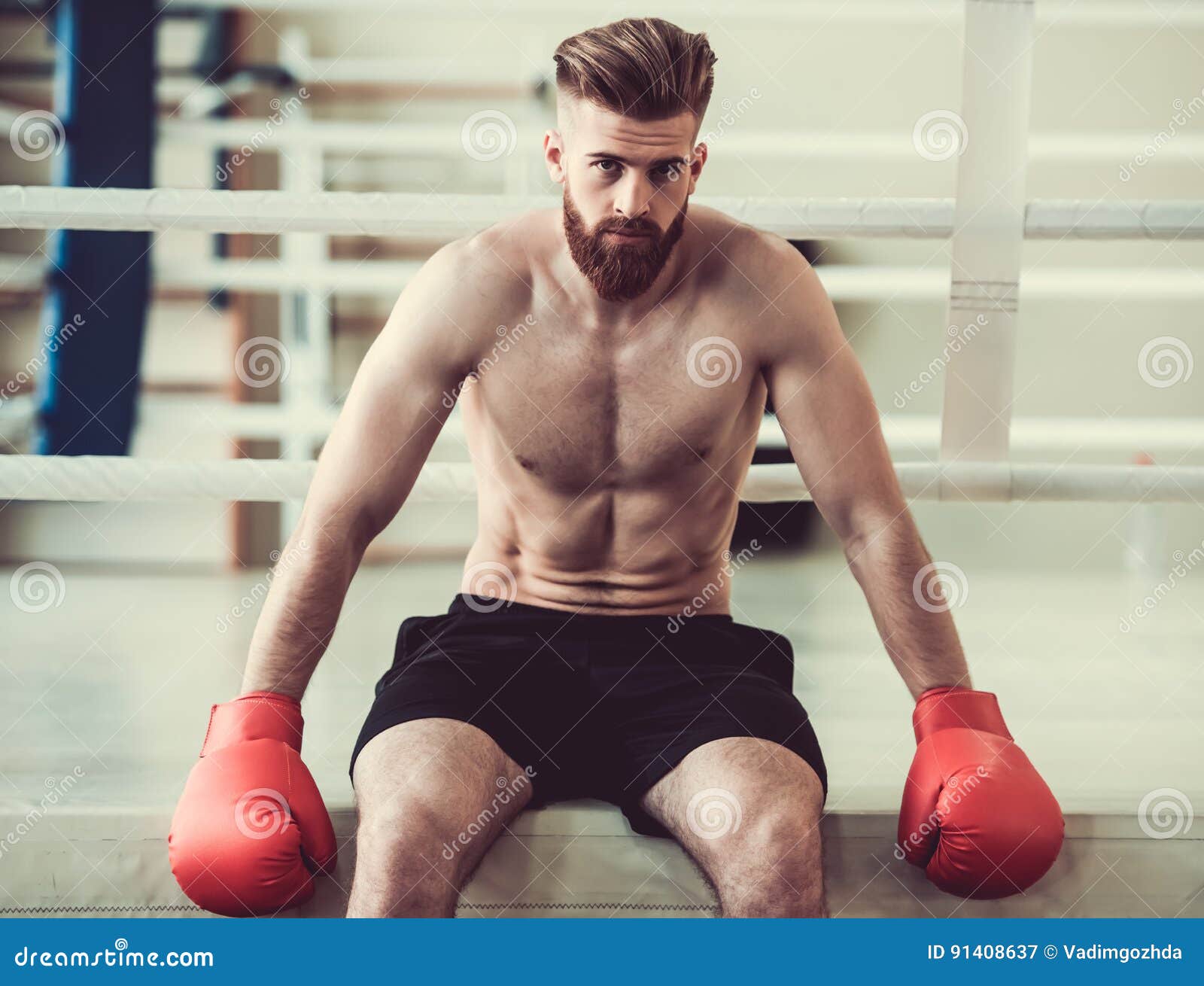 Handsome bearded boxer stock image. Image of fight, beard - 91408637