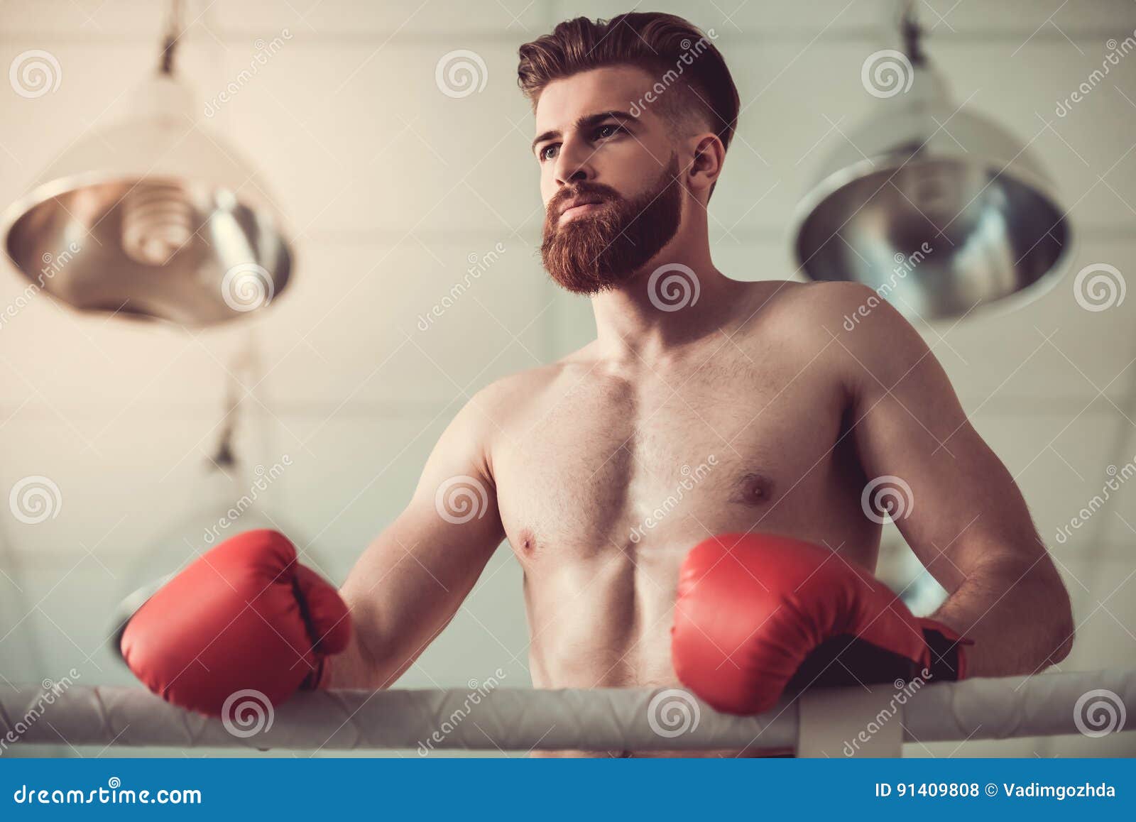 Handsome bearded boxer stock photo. Image of equipment - 91409808