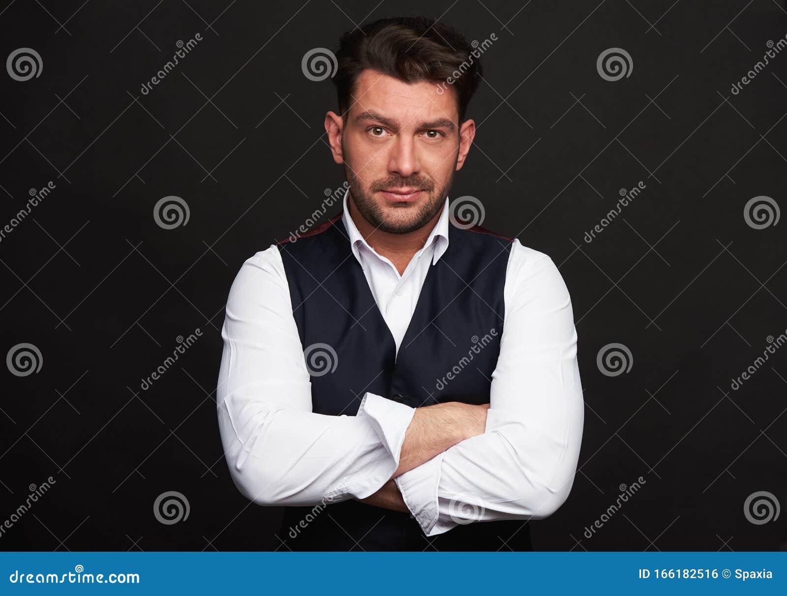Handsome Bearded Business Man on Studio Black Stock Photo - Image of ...