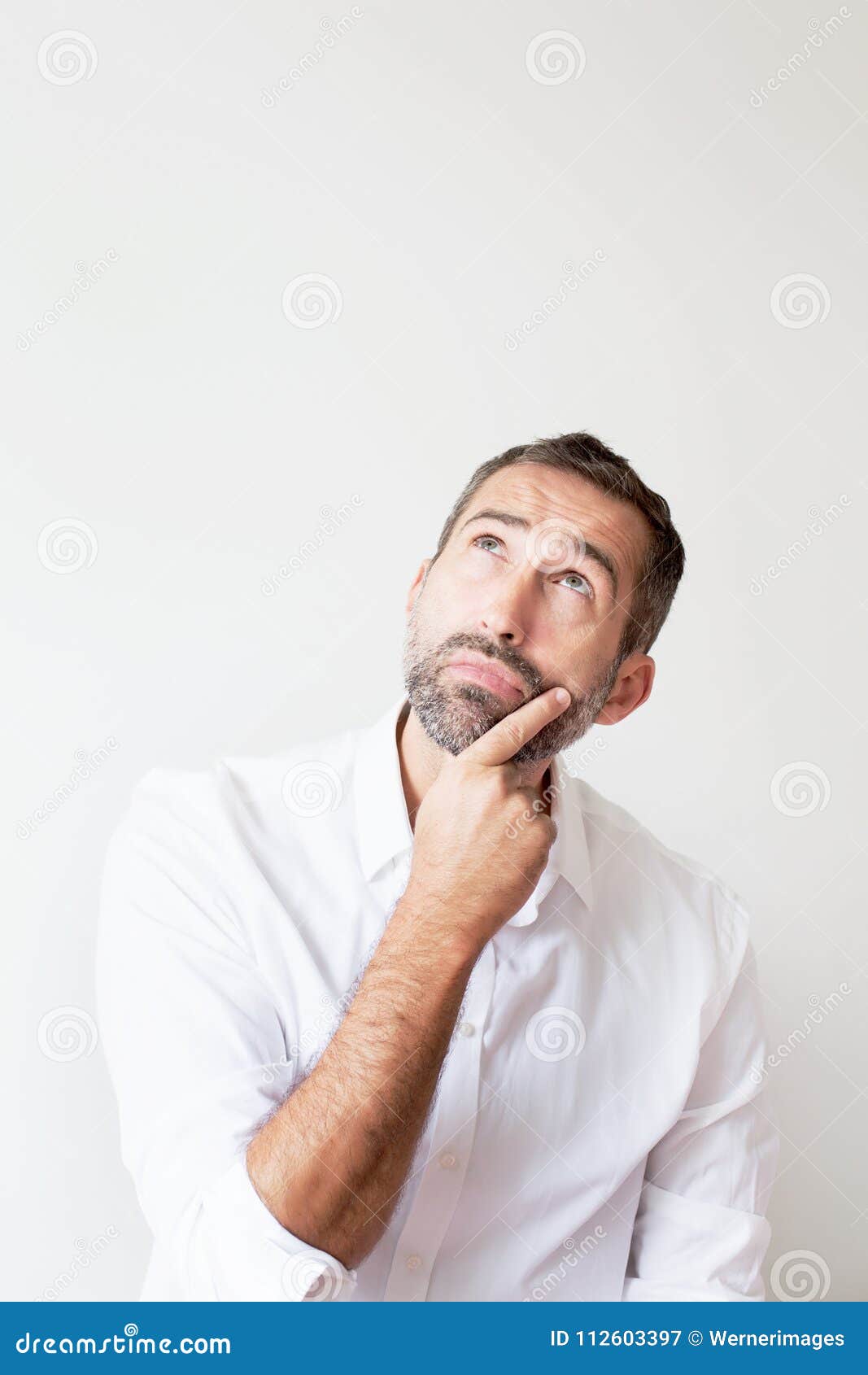 Handsome Bearded Man Looking Curious Stock Image - Image of shirt ...