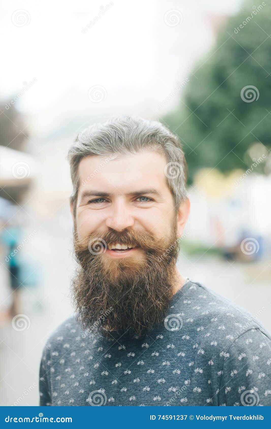 Handsome Bearded Man Outdoor Stock Image Image Of Street Smiling