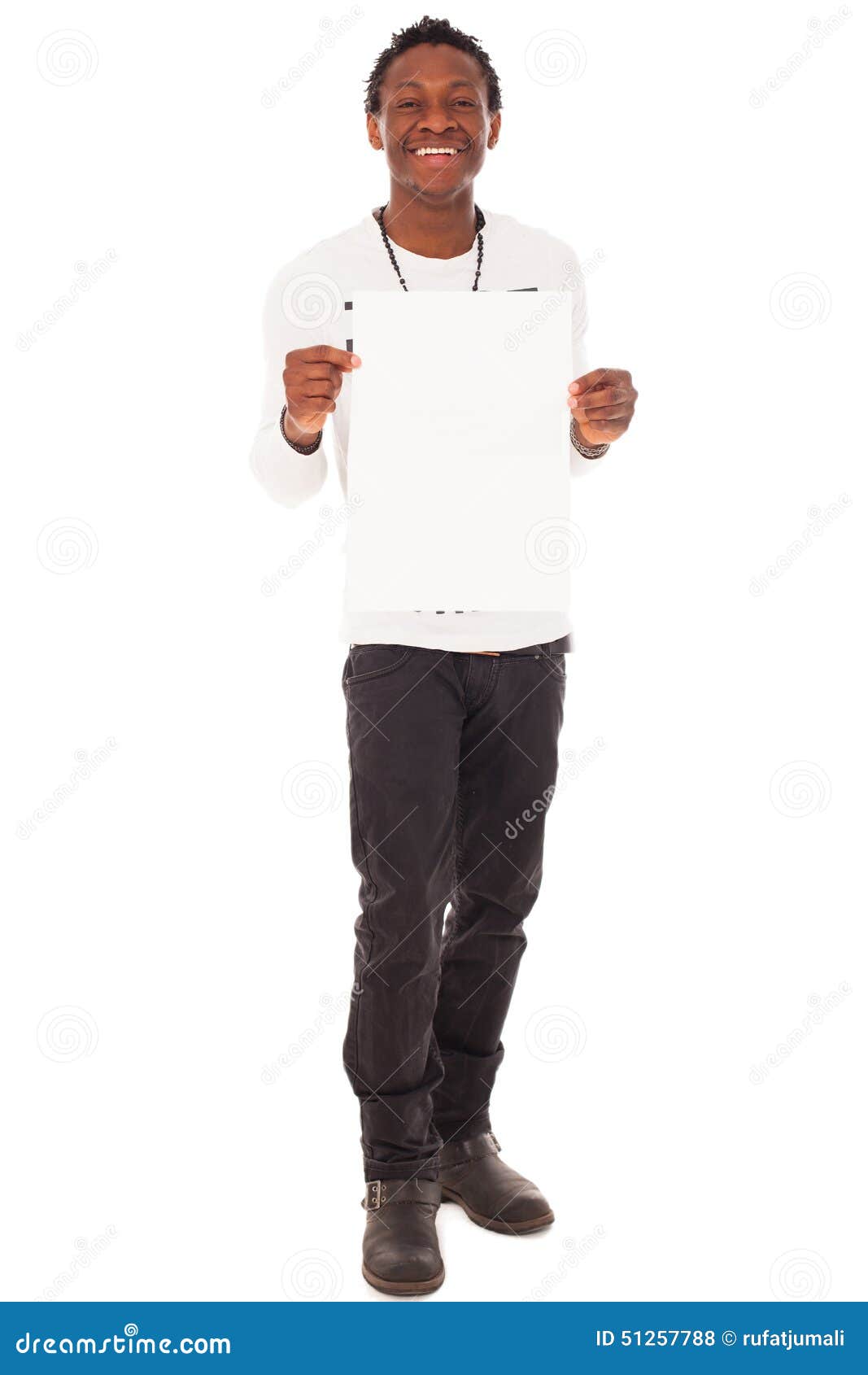 Handsome Black Guy with Empty Table Stock Photo - Image of modern ...