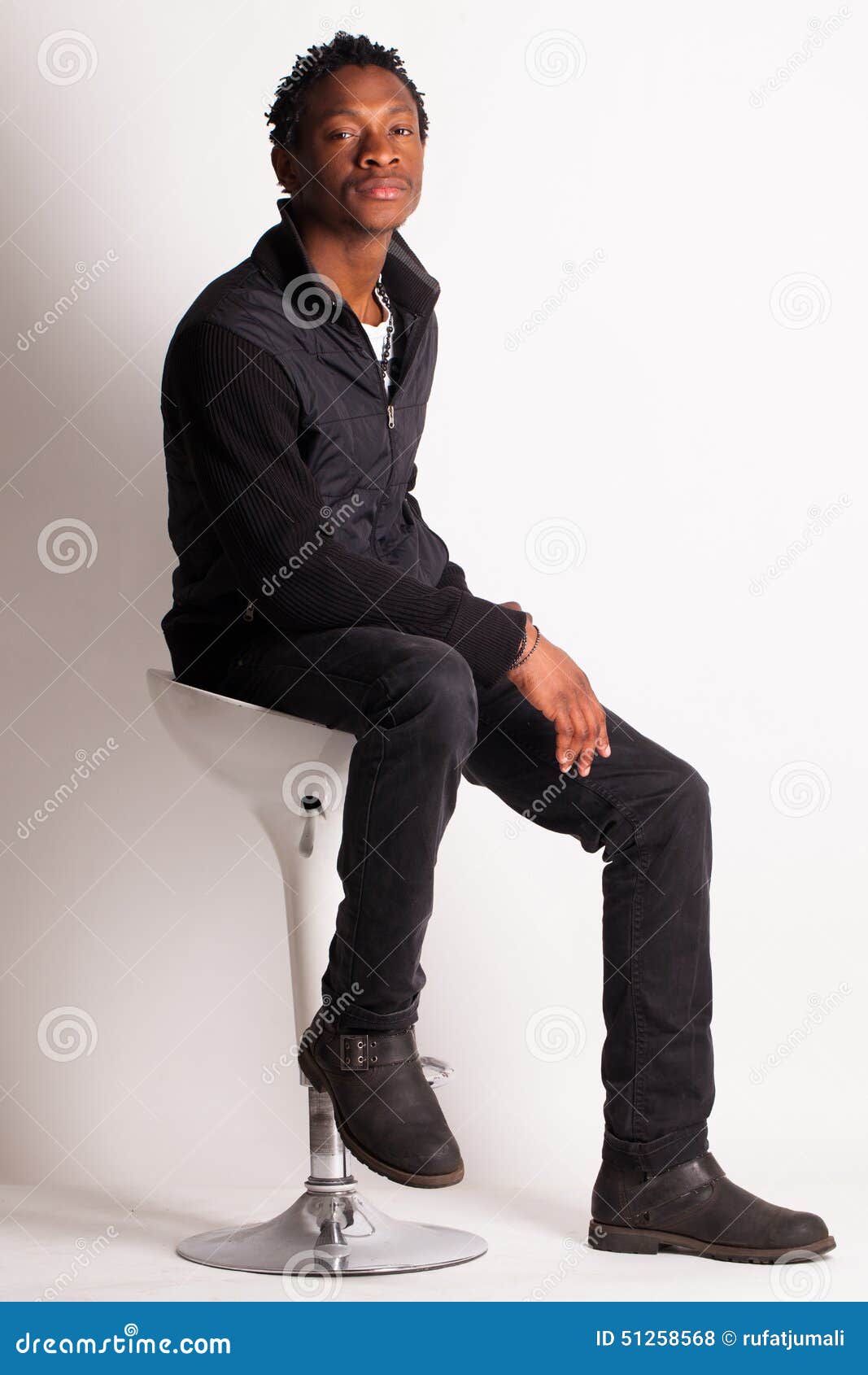 Handsome Black Guy Sitting on a Chair Stock Photo - Image of friendly ...