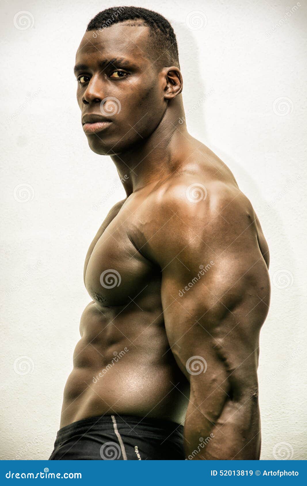 Handsome Black Male Bodybuilder Posing in Studio Shot Stock Image ...