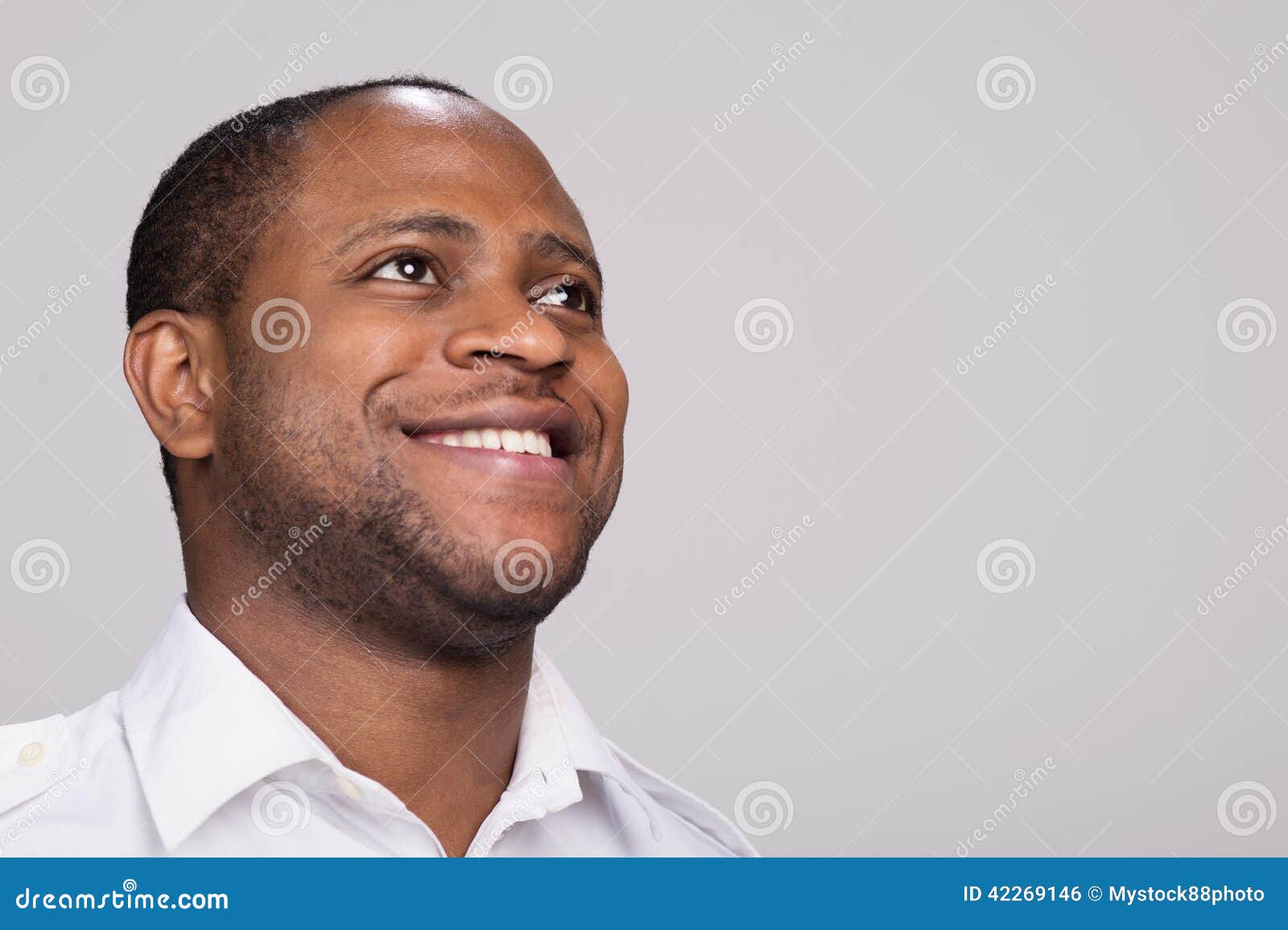 Handsome Black Man Looks Happy. Stock Photo - Image of expression ...