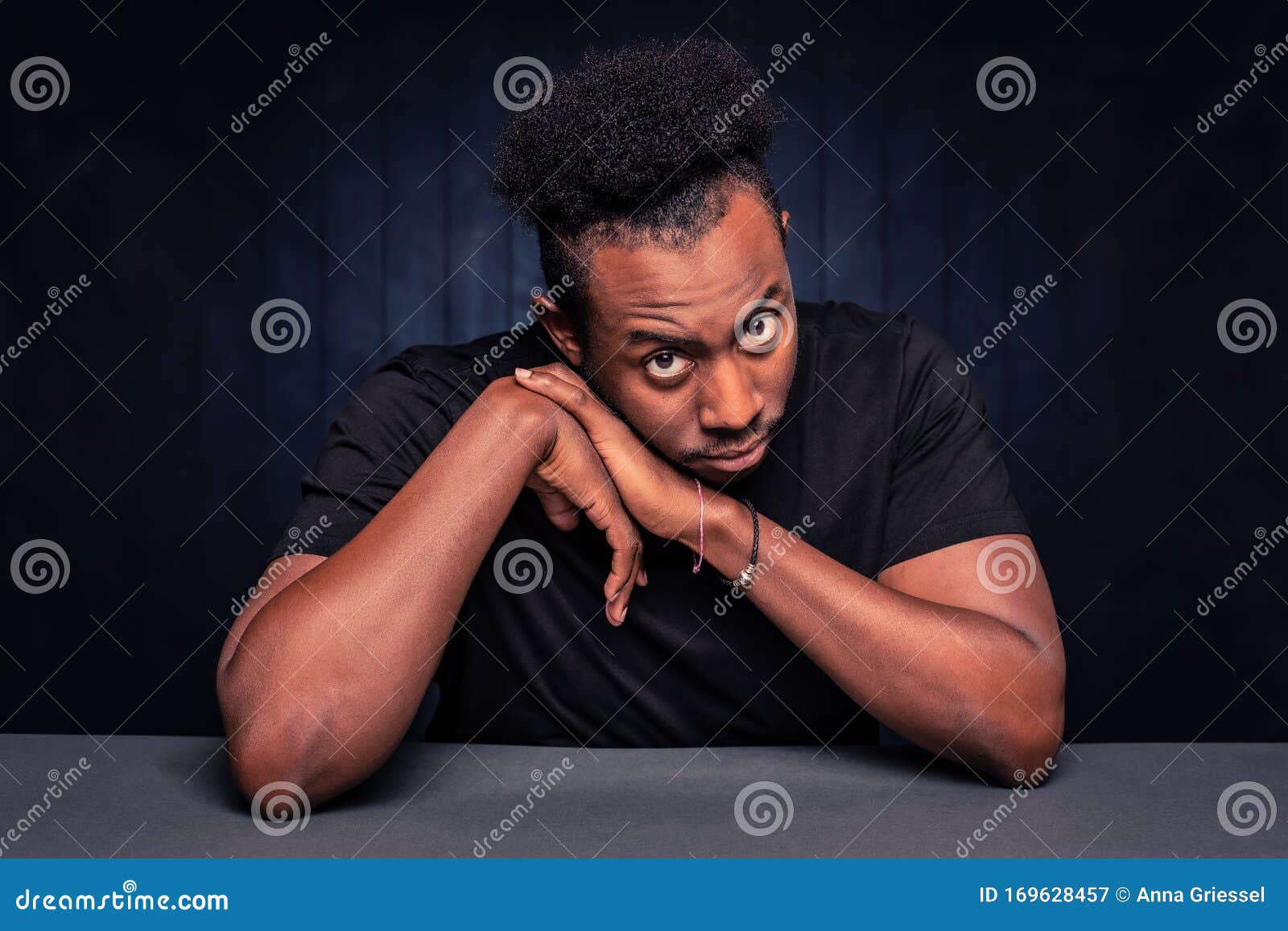 Handsome Black Man Looking Up Stock Image - Image of depressed ...