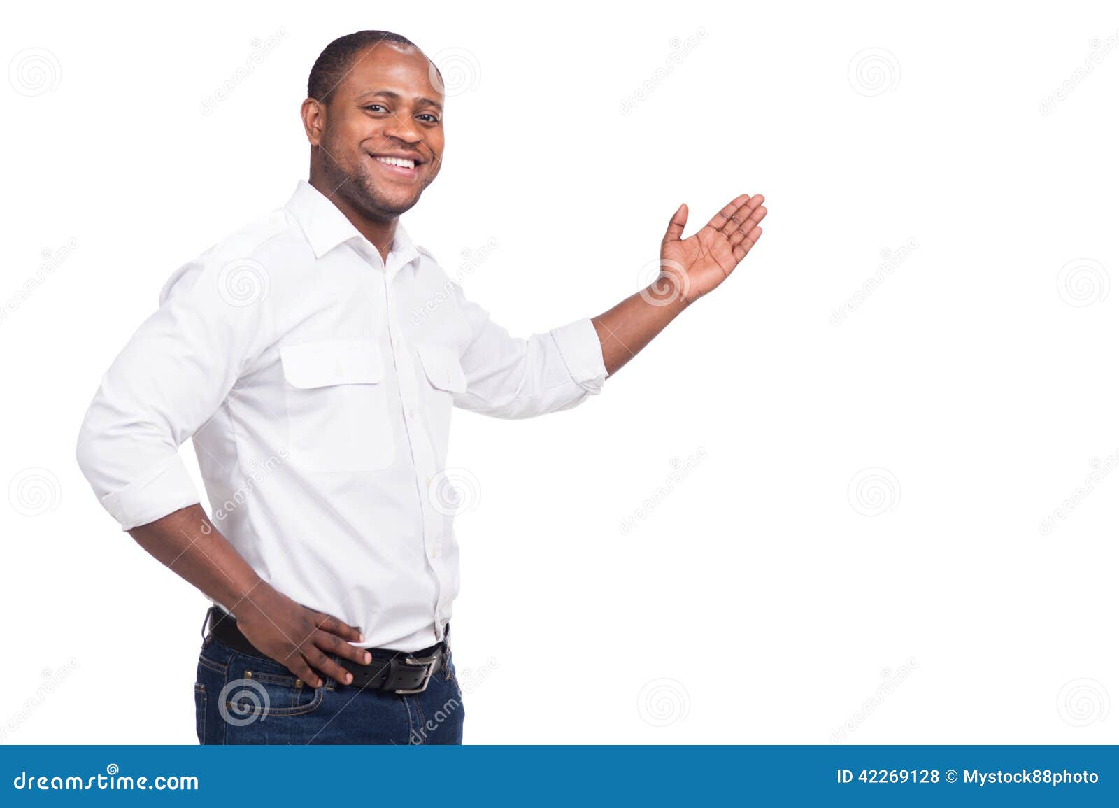 Handsome Black Man Standing And Smiling. Stock Photo - Image: 42269128