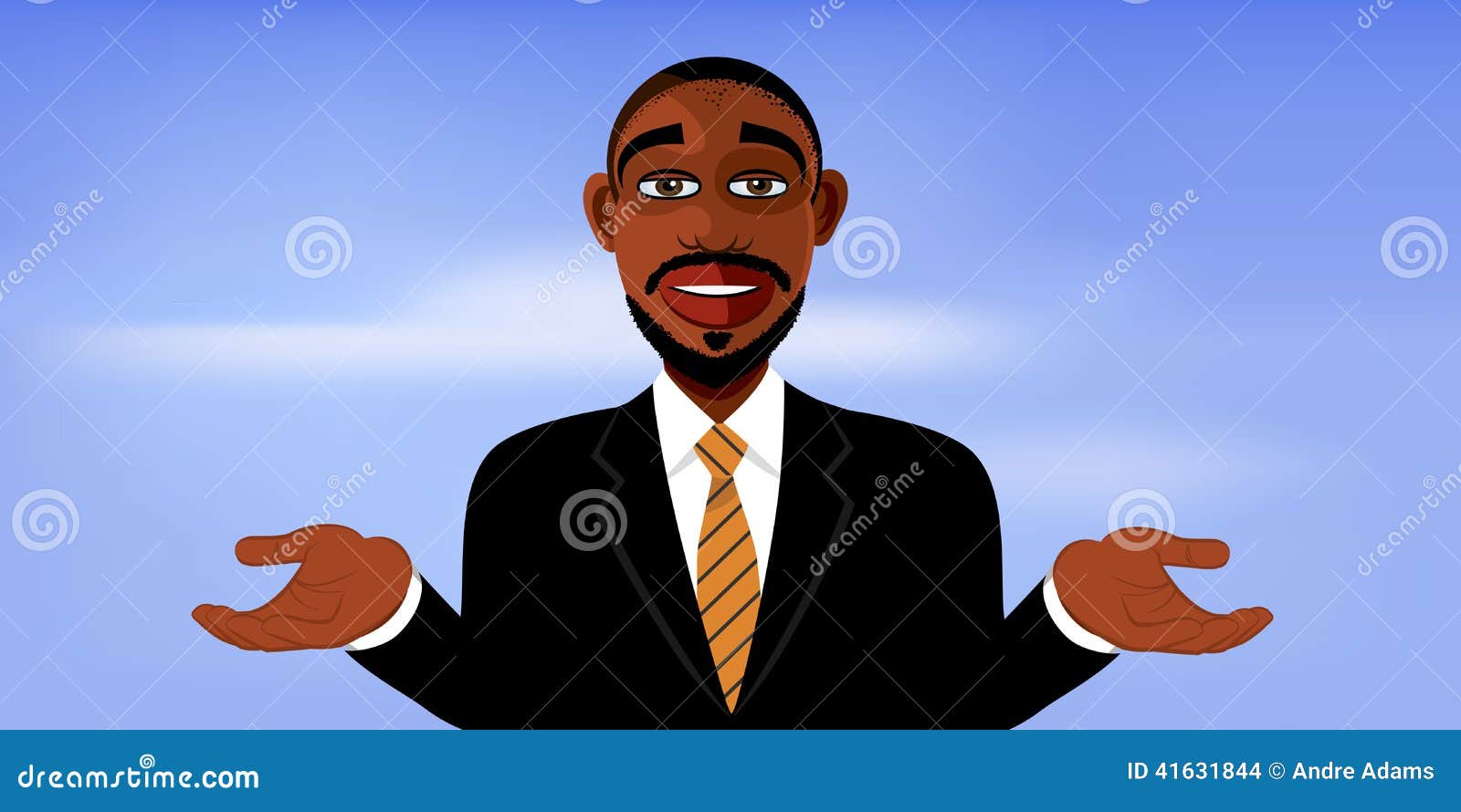 Handsome Black Man in a Suit Stock Illustration - Illustration of ...
