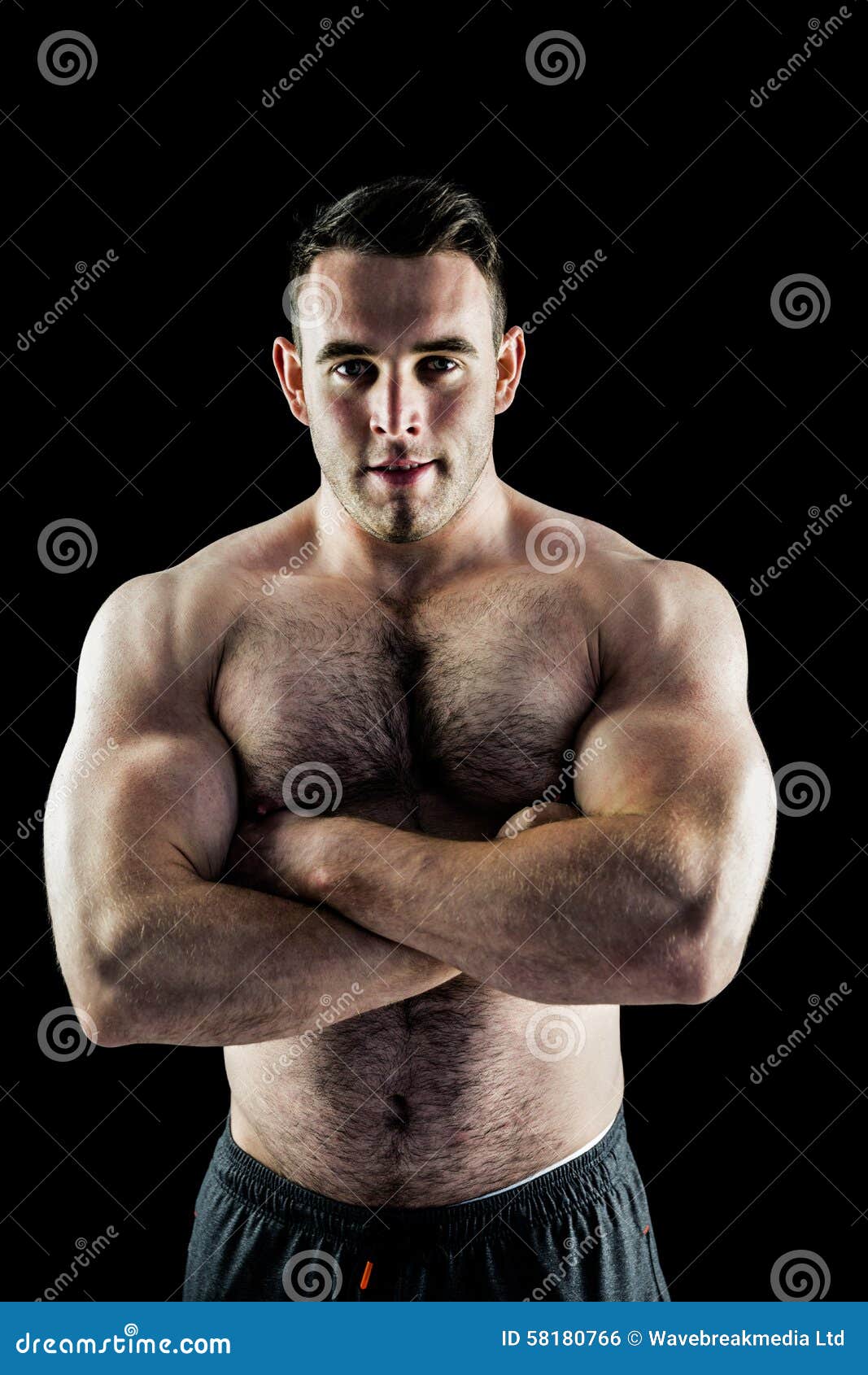 Handsome Bodybuilder with Arms Crossed Stock Photo - Image of isolated ...