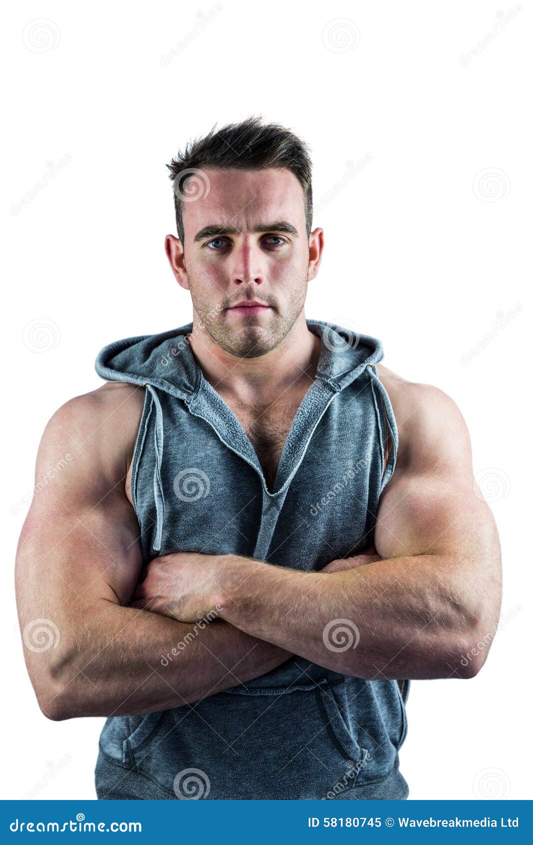 Handsome Bodybuilder with Arms Crossed Stock Image - Image of hooded ...