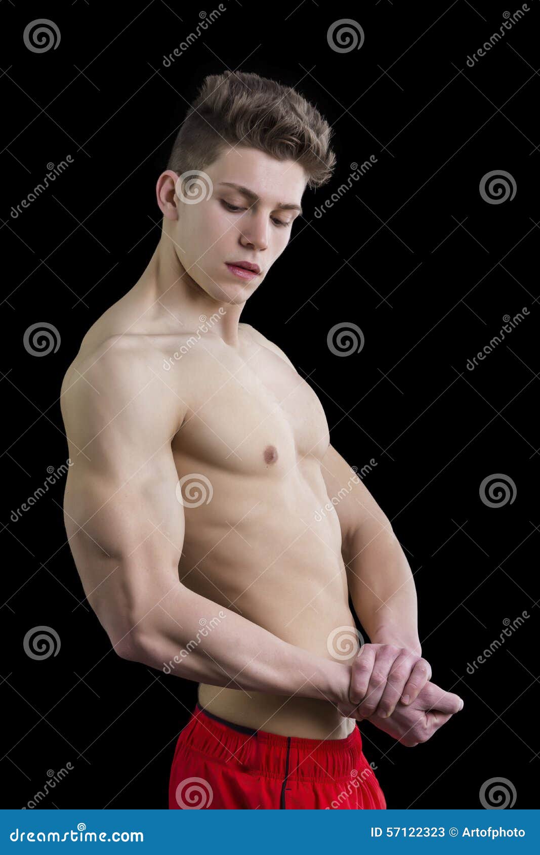 Handsome Bodybuilder Doing Tricep Pose, Isolated Stock Image ...