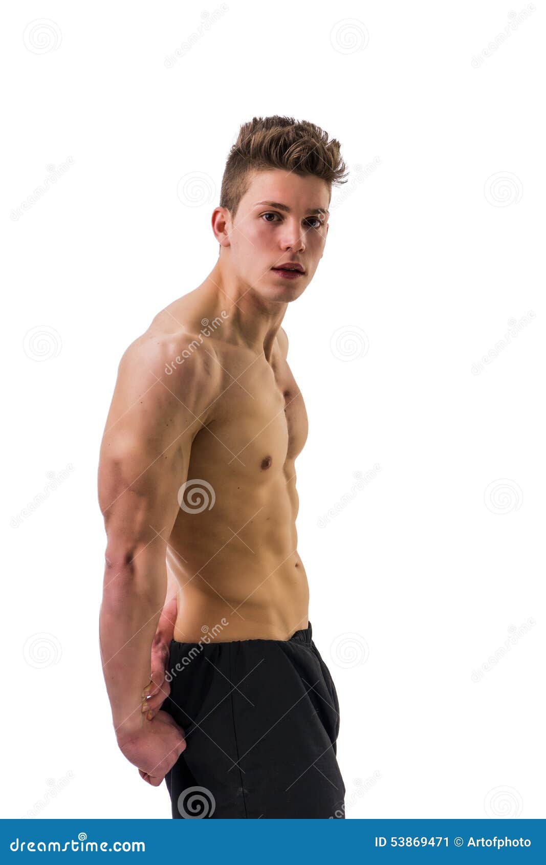Handsome Bodybuilder Doing Tricep Pose, Isolated Stock Image ...