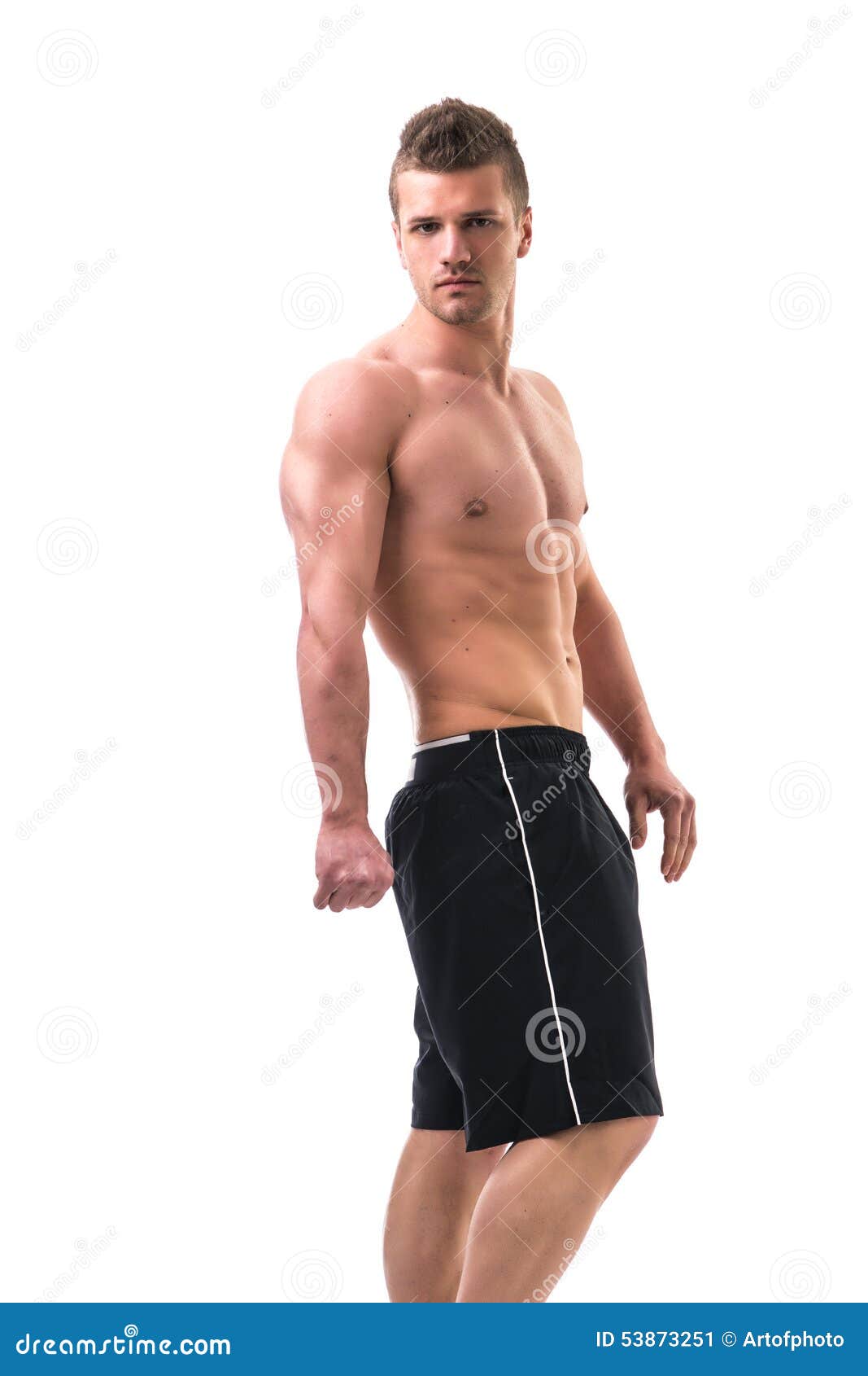 Handsome Bodybuilder Doing Tricep Pose, Isolated Stock Image - Image of ...