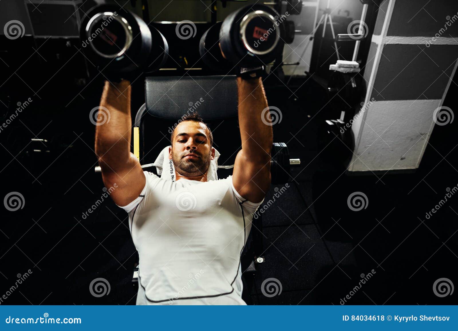 Handsome Bodybuilder Pumping Up Hands in Gym Stock Photo - Image of ...