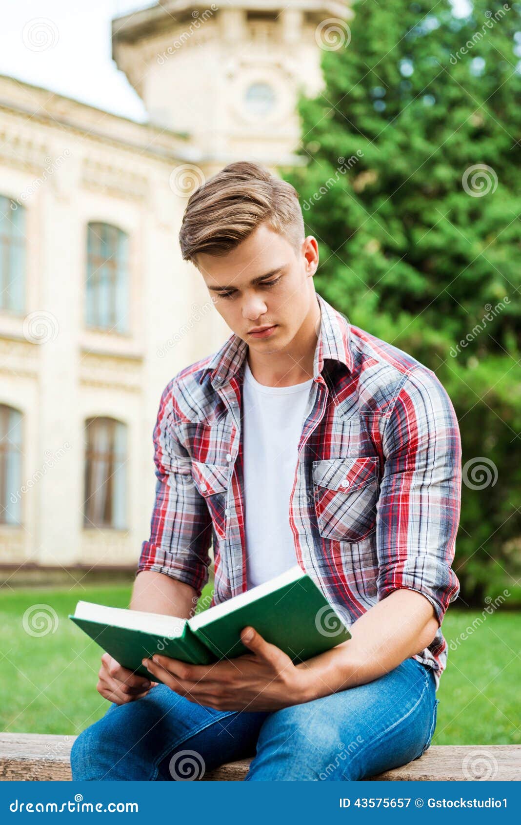 Handsome bookworm. stock image. Image of education, lifestyle - 43575657