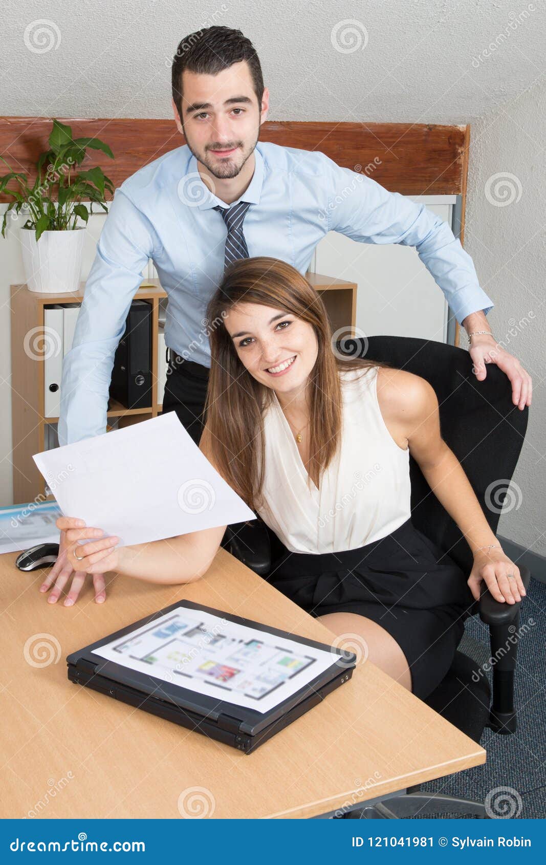 Handsome Boss Man With Pretty Businesswoman At Desk Stock Image Image