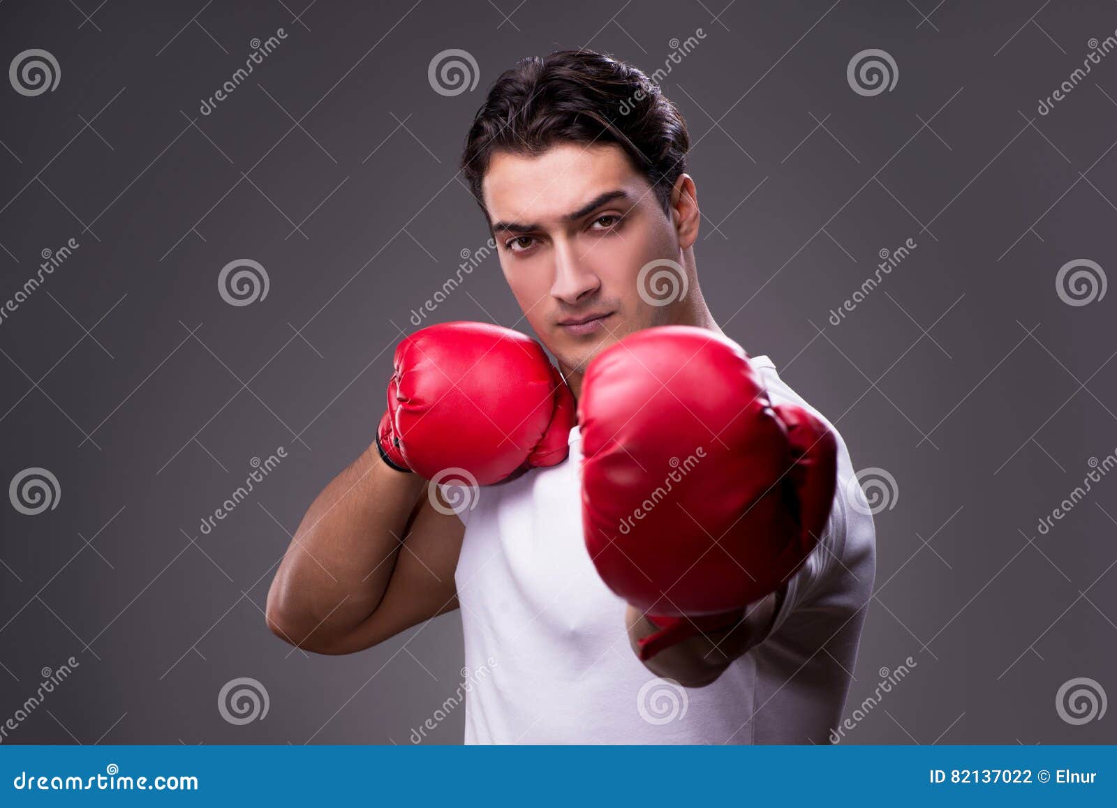 The Handsome Boxer in Boxing Concept Stock Photo - Image of hitting ...