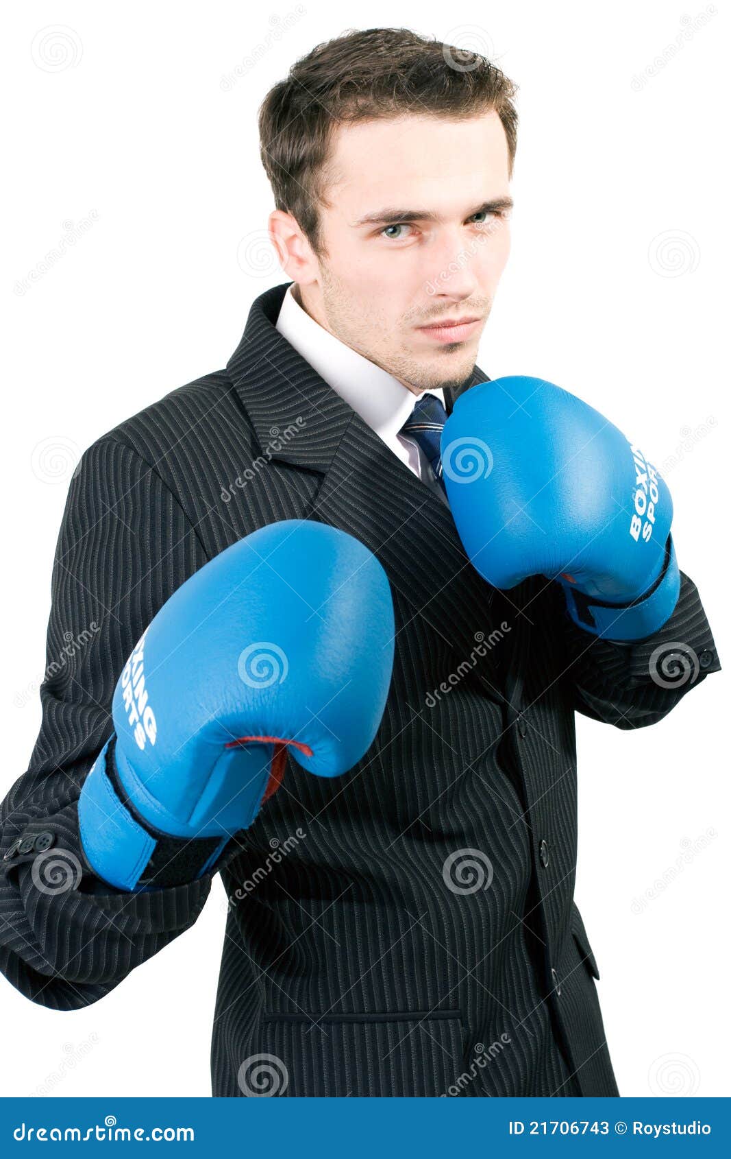 Handsome Boxing Man in Suit Isolated Stock Image - Image of business ...