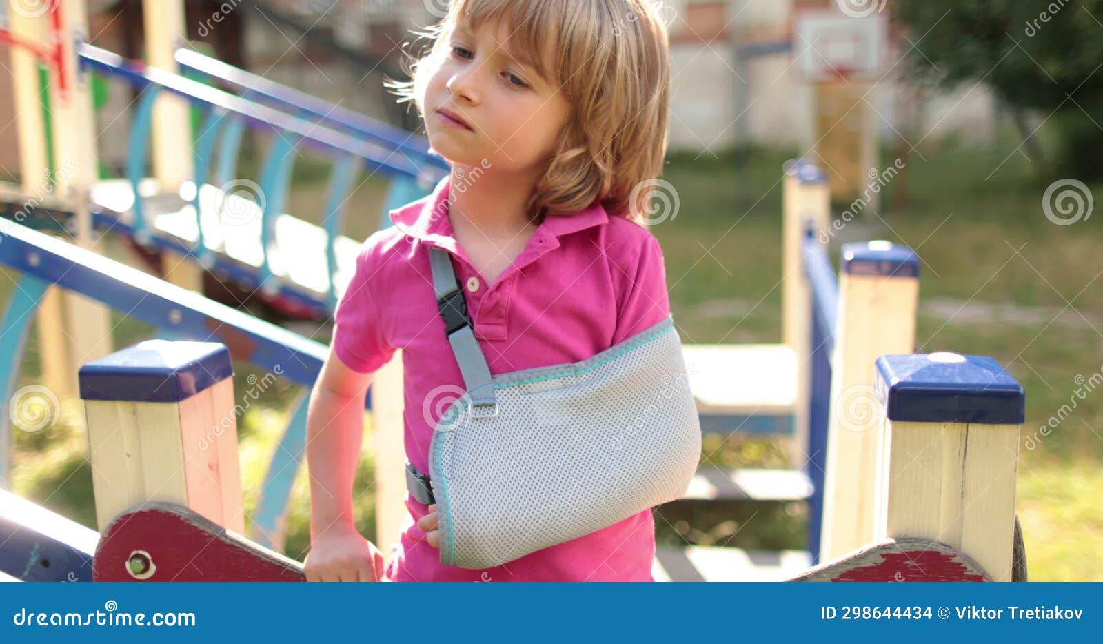 A Handsome Boy with a Broken Arm in a Bandage. Stock Footage - Video of ...
