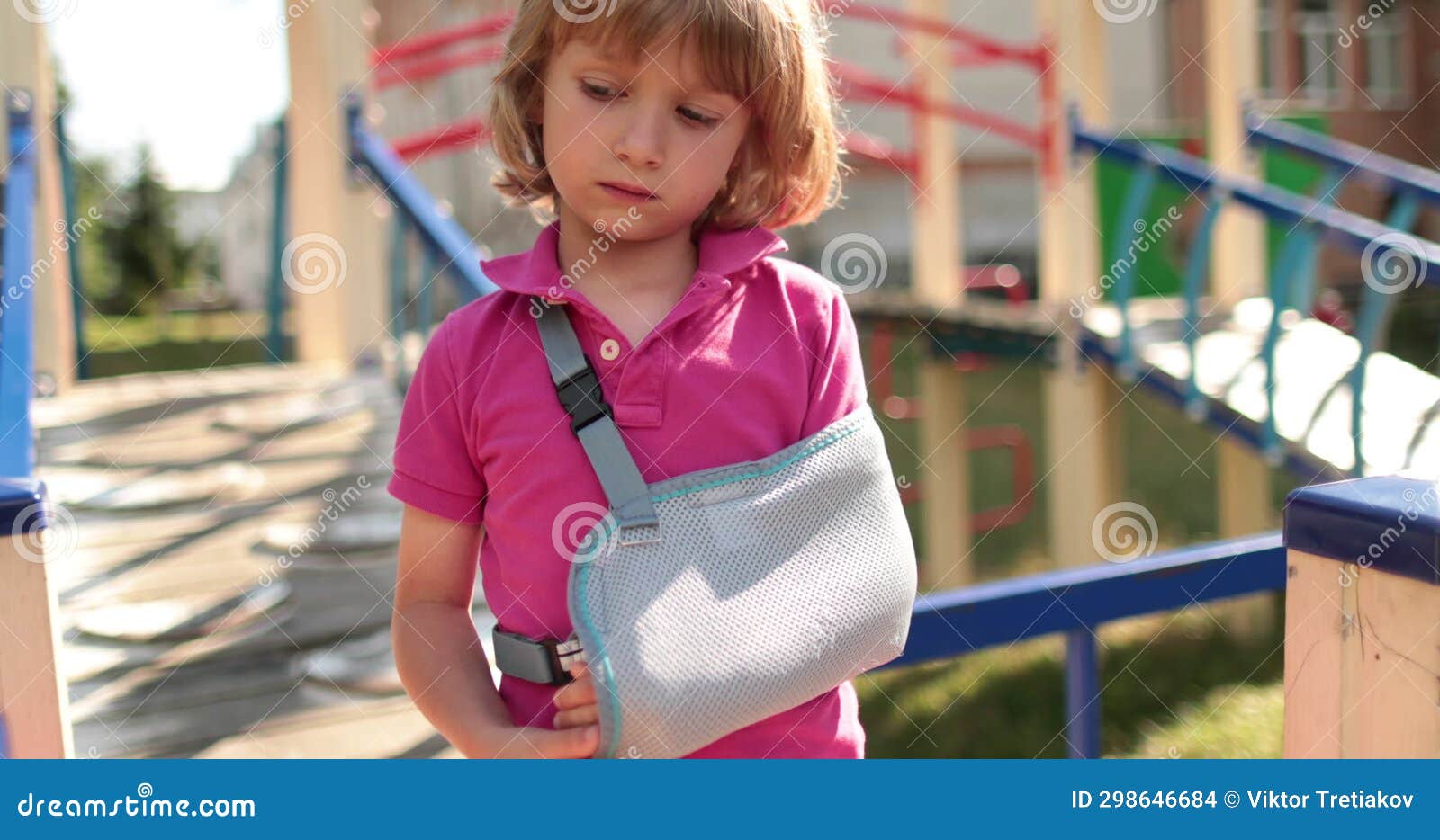 A Handsome Boy with a Broken Arm in a Bandage. Stock Footage - Video of ...