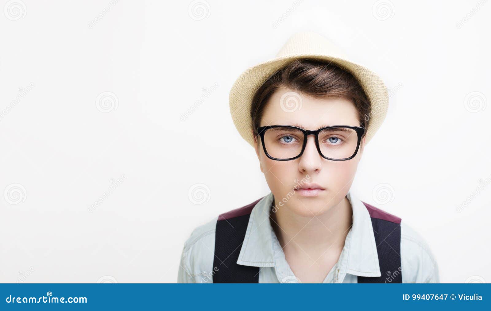 Handsome Boy with Eyeglasses and Hat Stock Image - Image of people ...